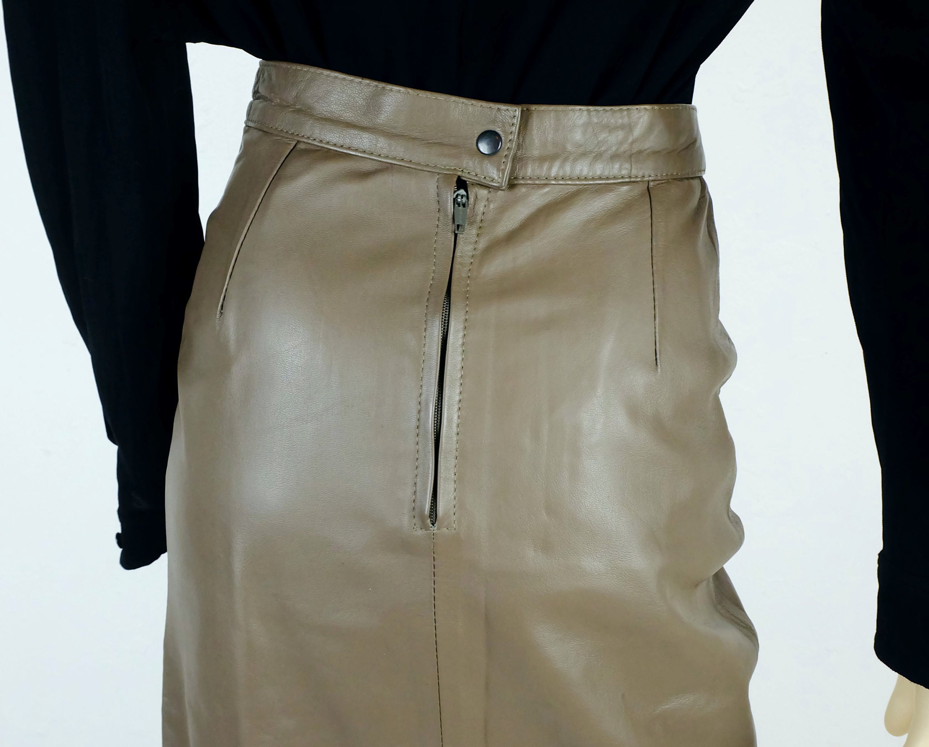 True vintage 80er jahre LEDERROCK schlammfarben gr. 36 - Etsy.de