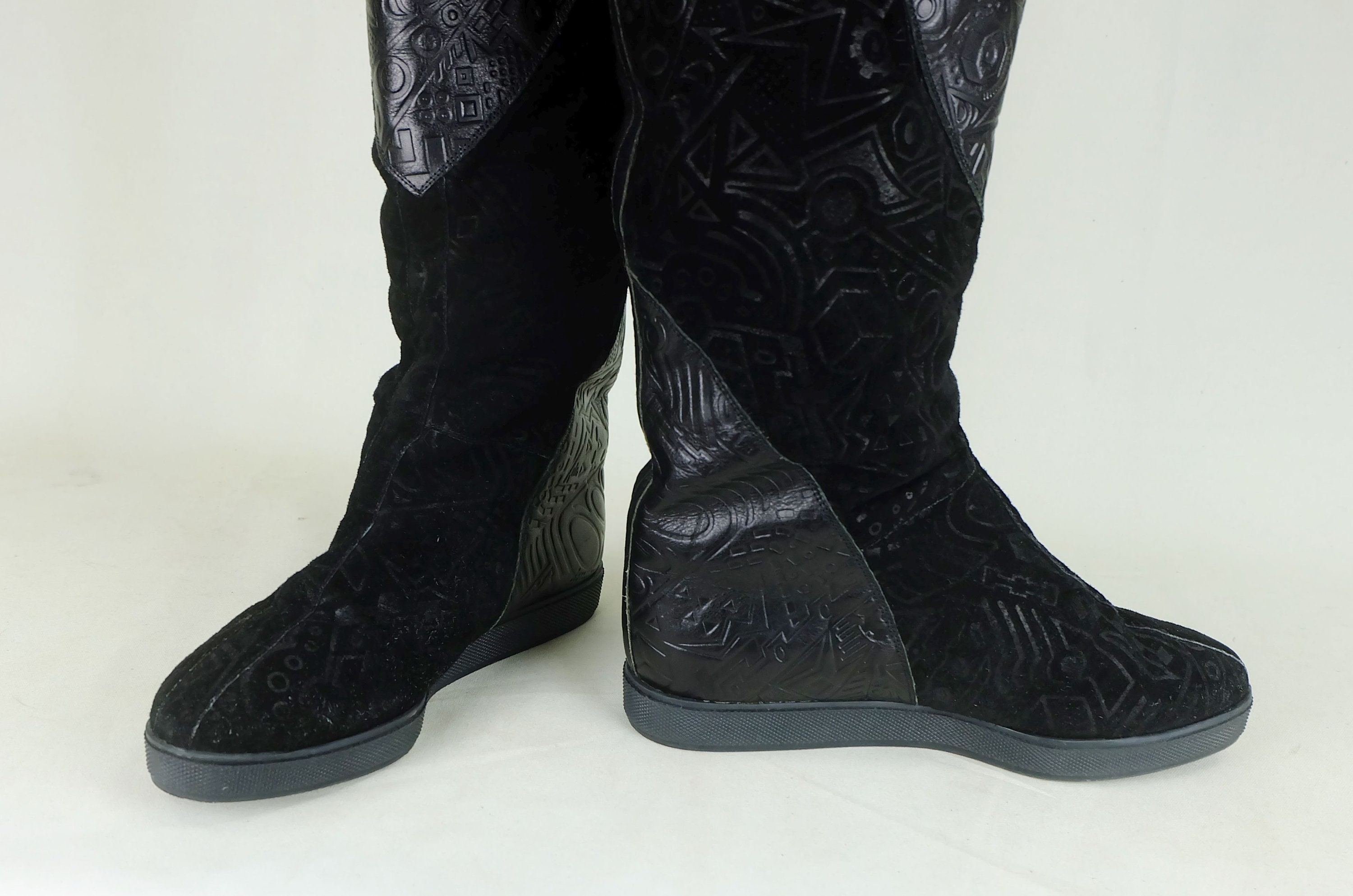 Armando Pollini 80s Boots Black Leather Faux Fur UK 4 US 6 - Etsy