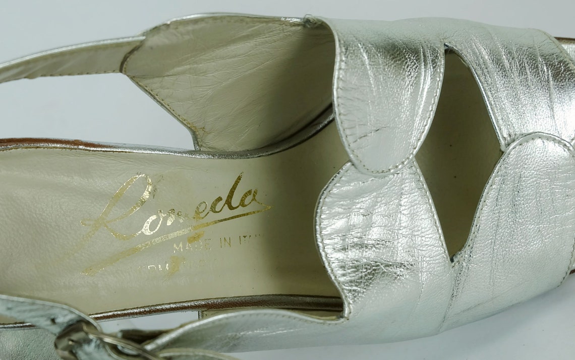 1960s True Vintage PUMPS Romeda Italy Silver Slingpumps Twiggy Era Size ...