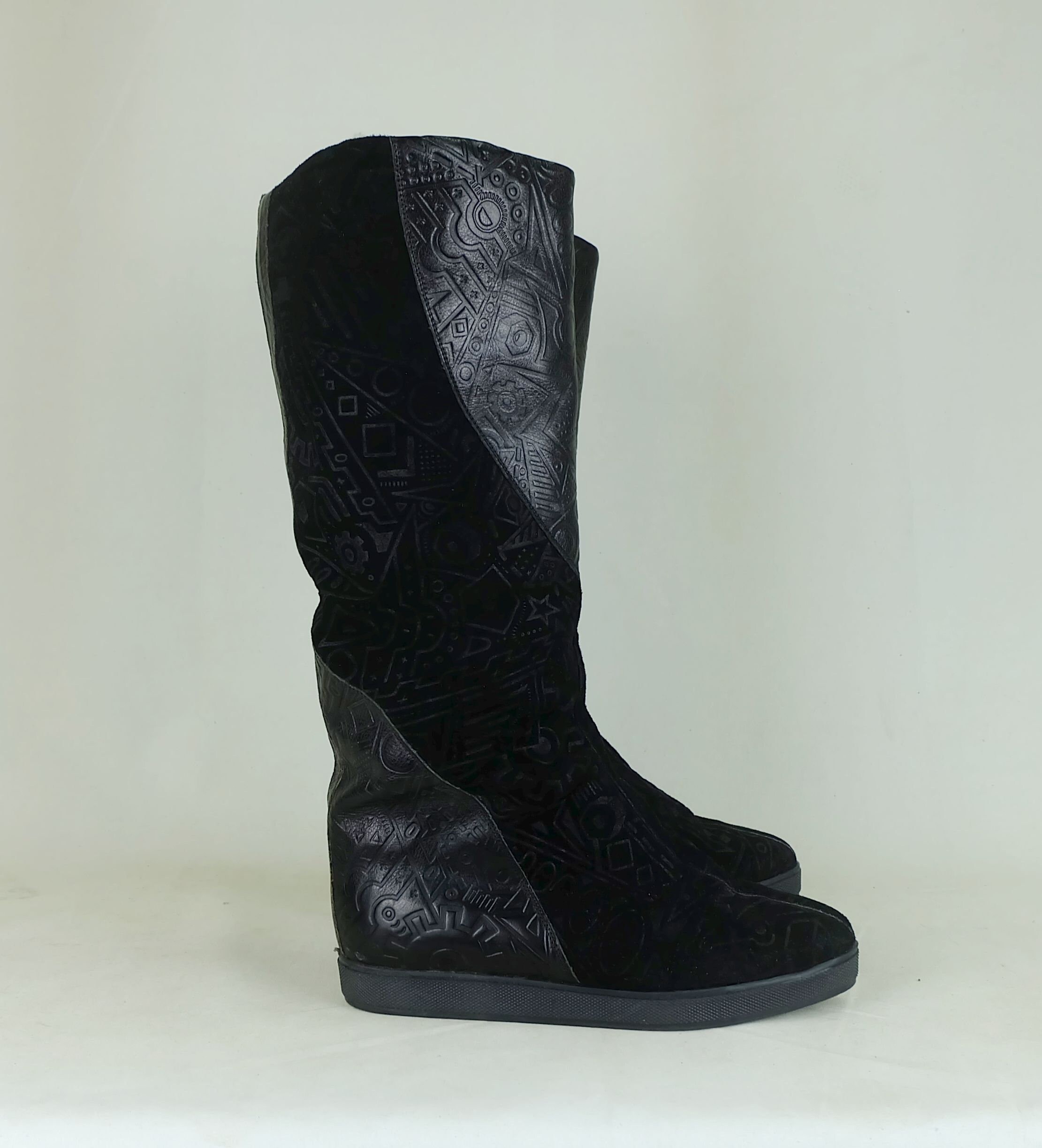 Armando Pollini 80s Boots Black Leather Faux Fur UK 4 US 6 - Etsy