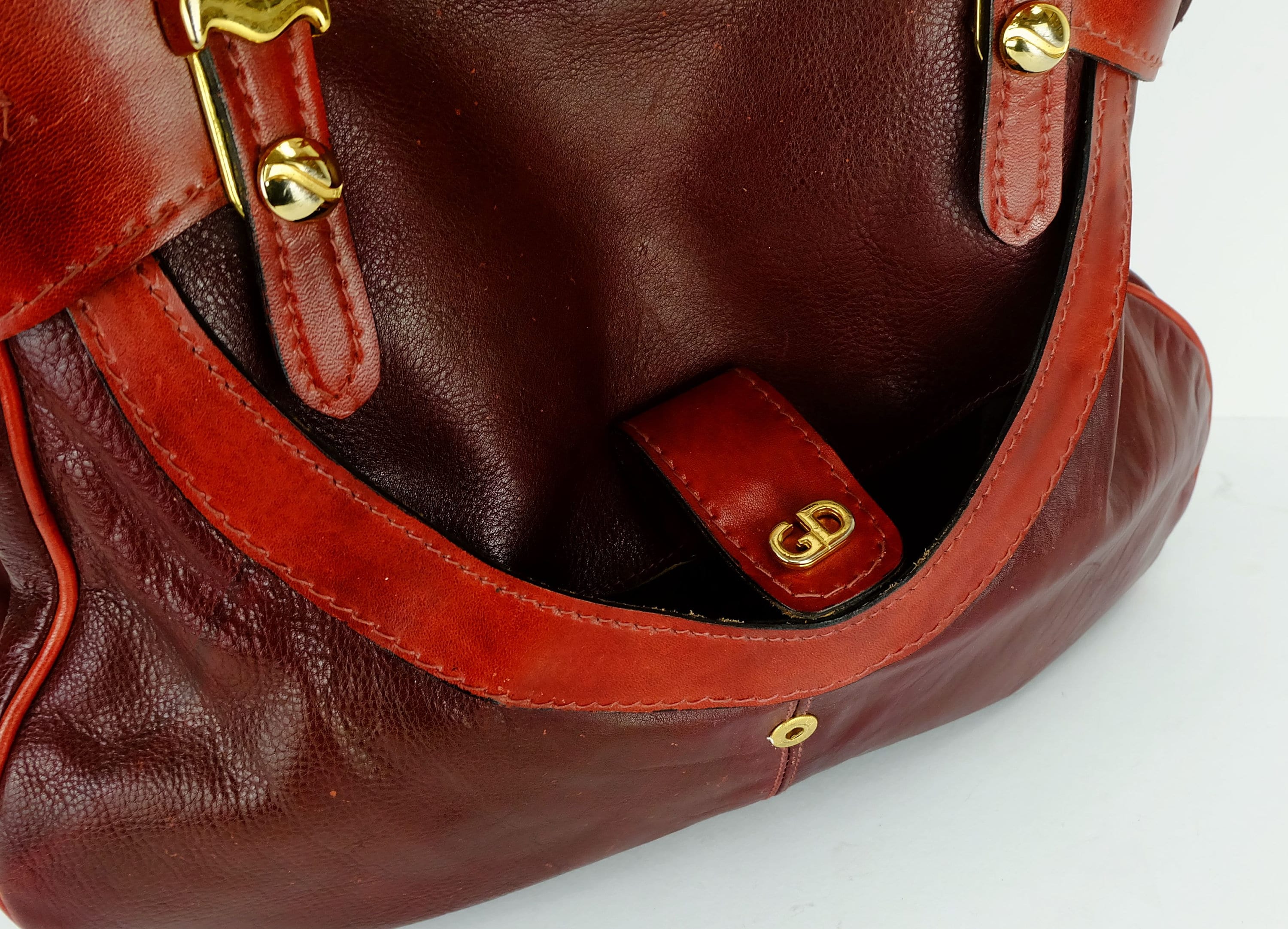 Large 70s 80s GD George Dorian True Vintage HANDBAG Leather in 2 Shades ...