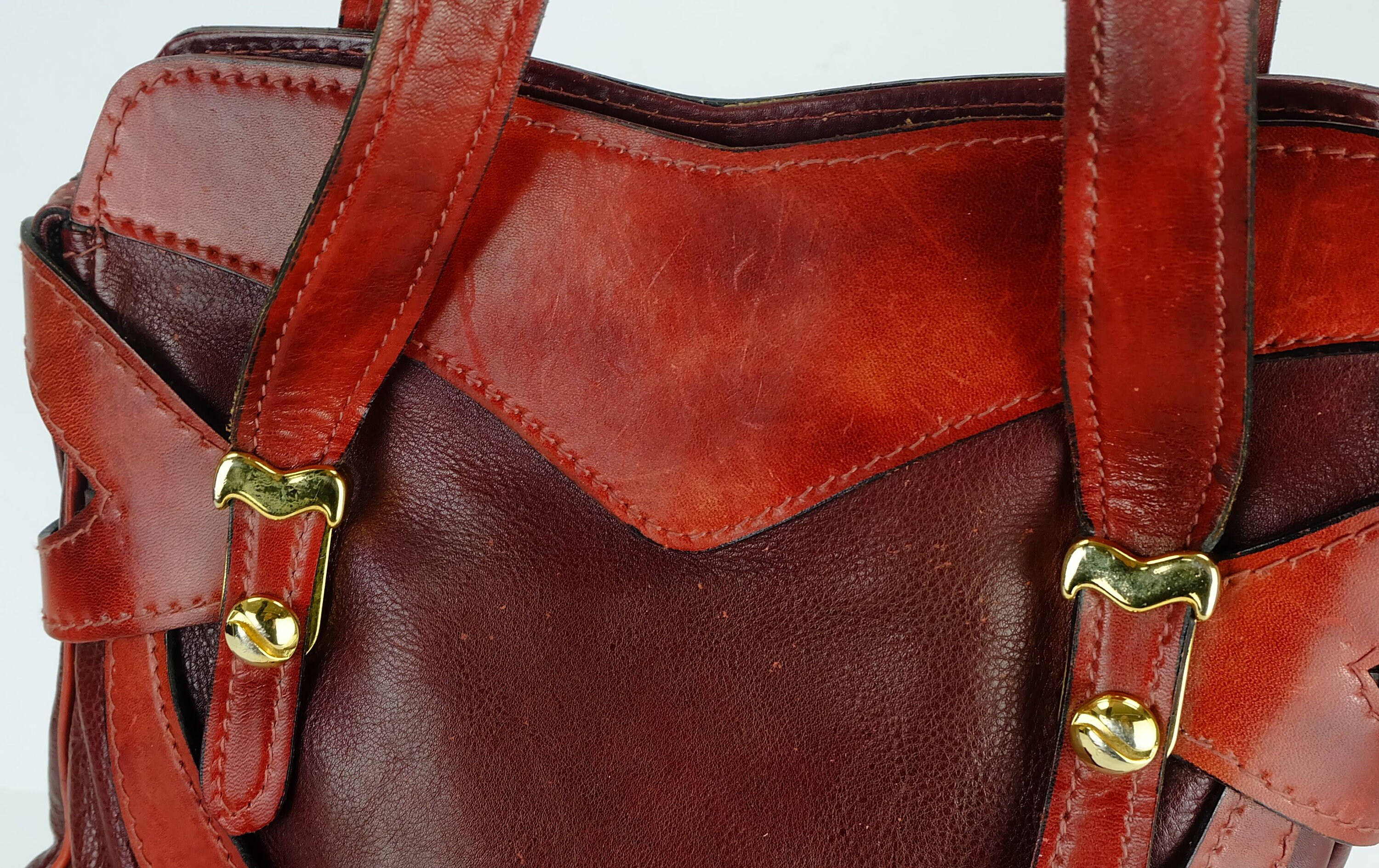 Large 70s 80s GD George Dorian True Vintage HANDBAG Leather in 2 Shades ...