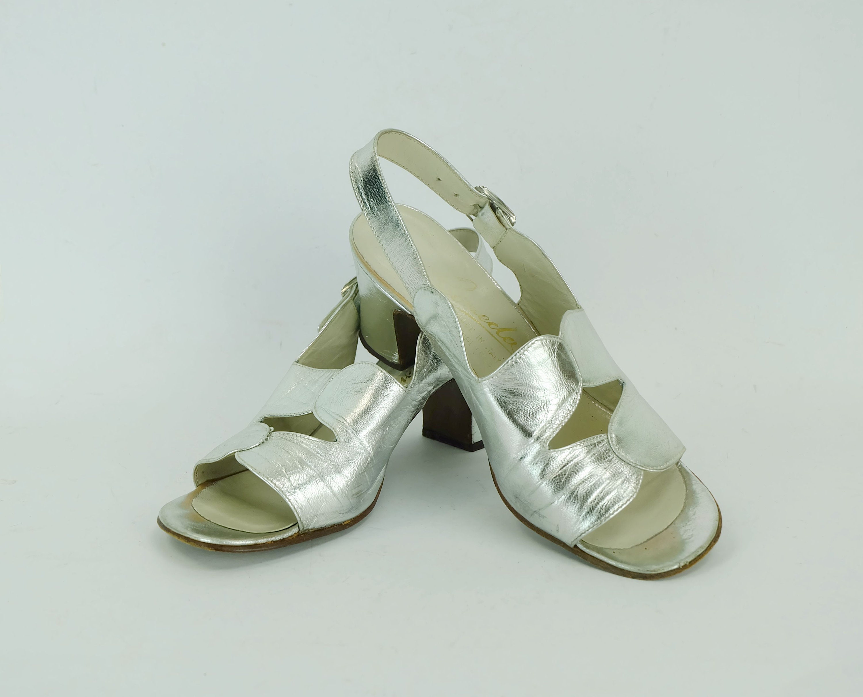1960s True Vintage PUMPS Romeda Italy Silver Slingpumps Twiggy Era Size ...
