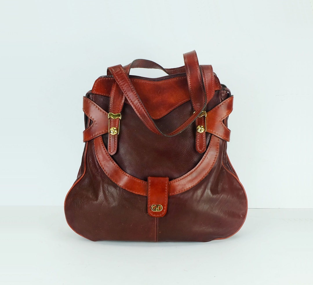 Large 70s 80s GD George Dorian True Vintage HANDBAG Leather in 2 Shades ...