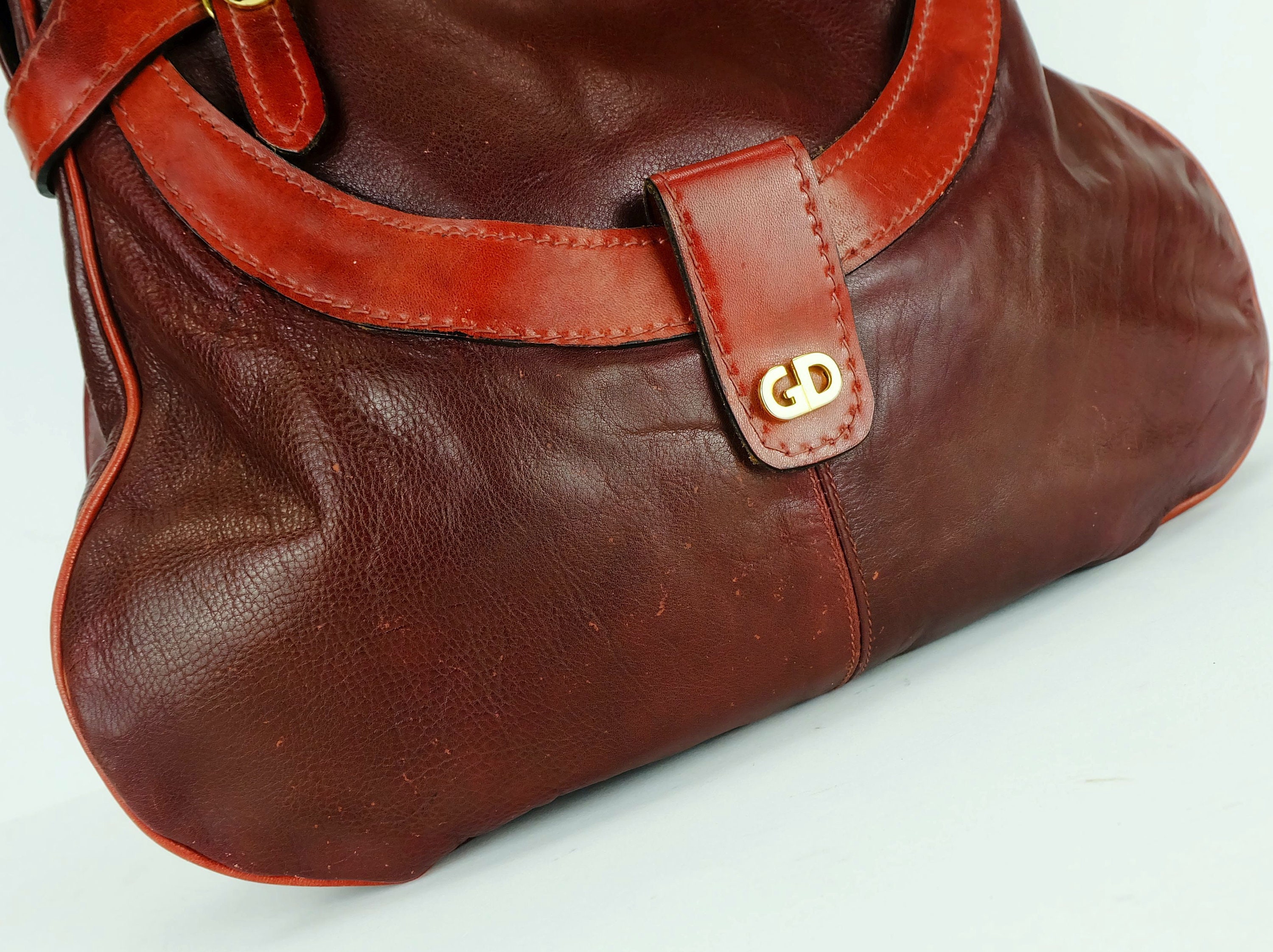 Large 70s 80s GD George Dorian True Vintage HANDBAG Leather in 2 Shades ...