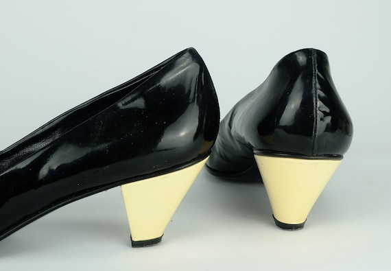 vintage studio pollini 1980s 1990s two-tone patent le… - Gem