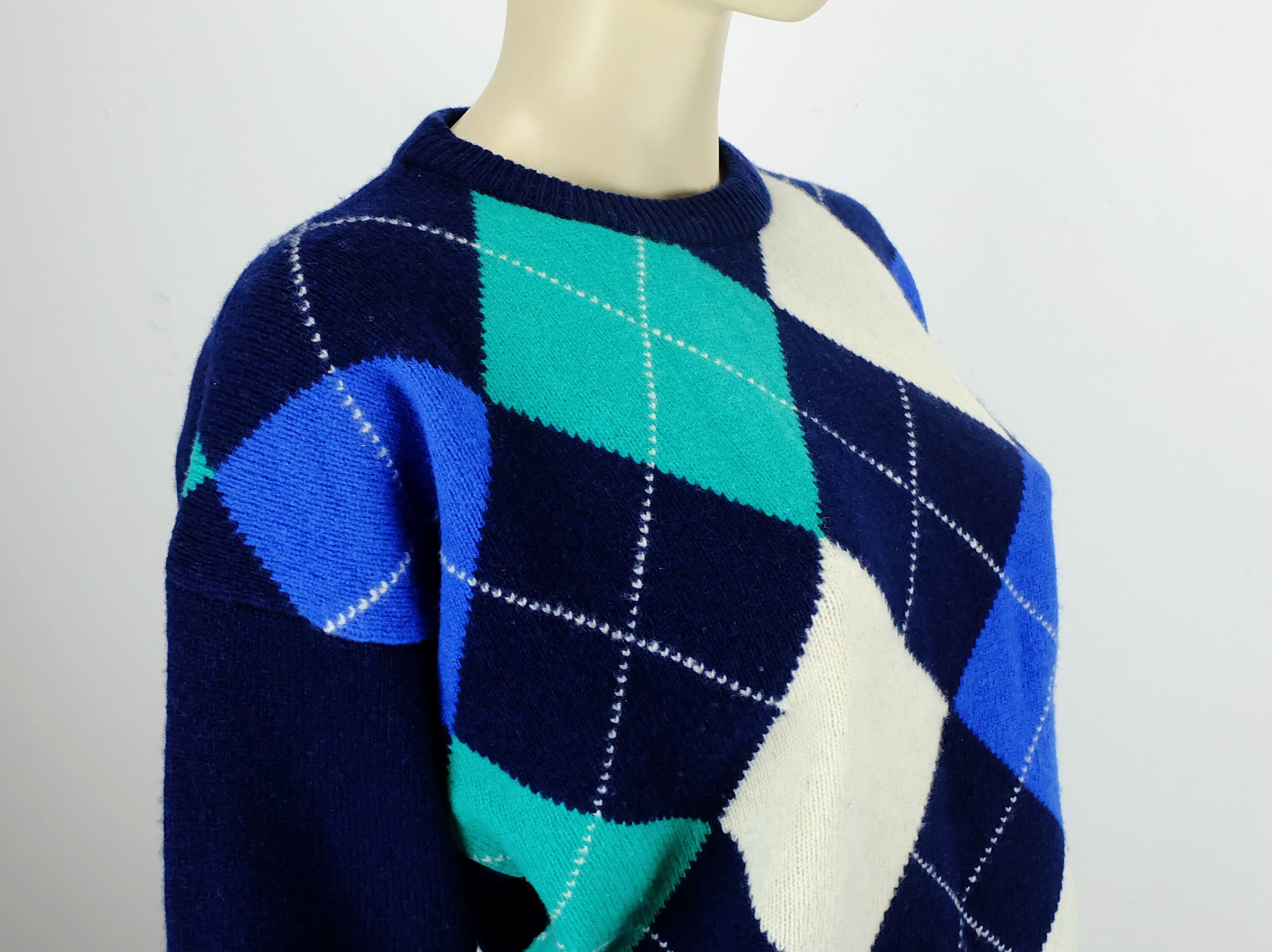 True Vintage 1990s Marco Pecci Argyle Pattern SWEATER Uk 12 to 16 Us 10 ...