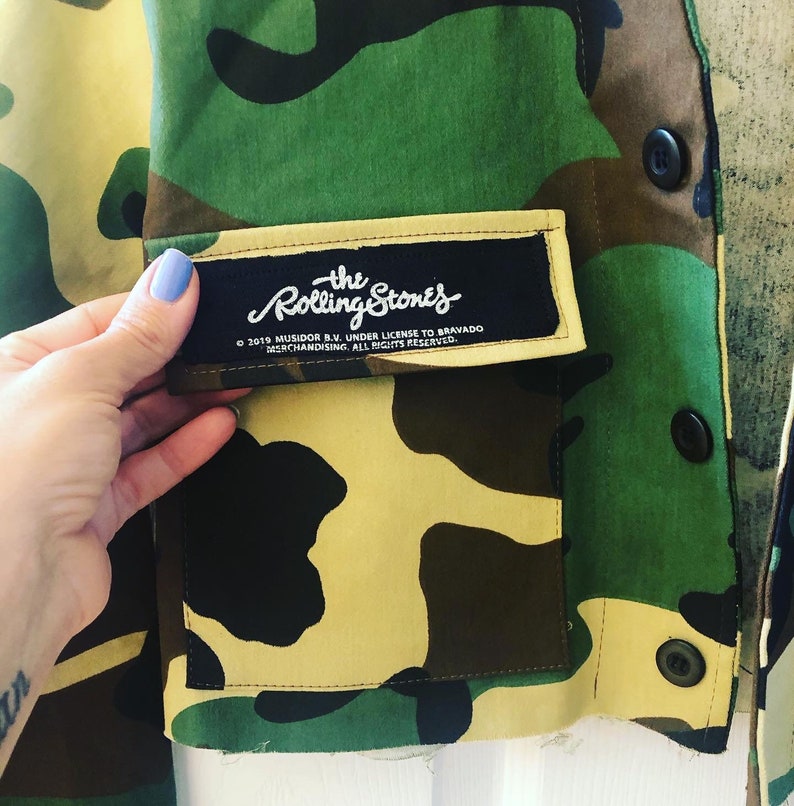 Camo Cropped Reworked Rolling Stones Jacket - Etsy