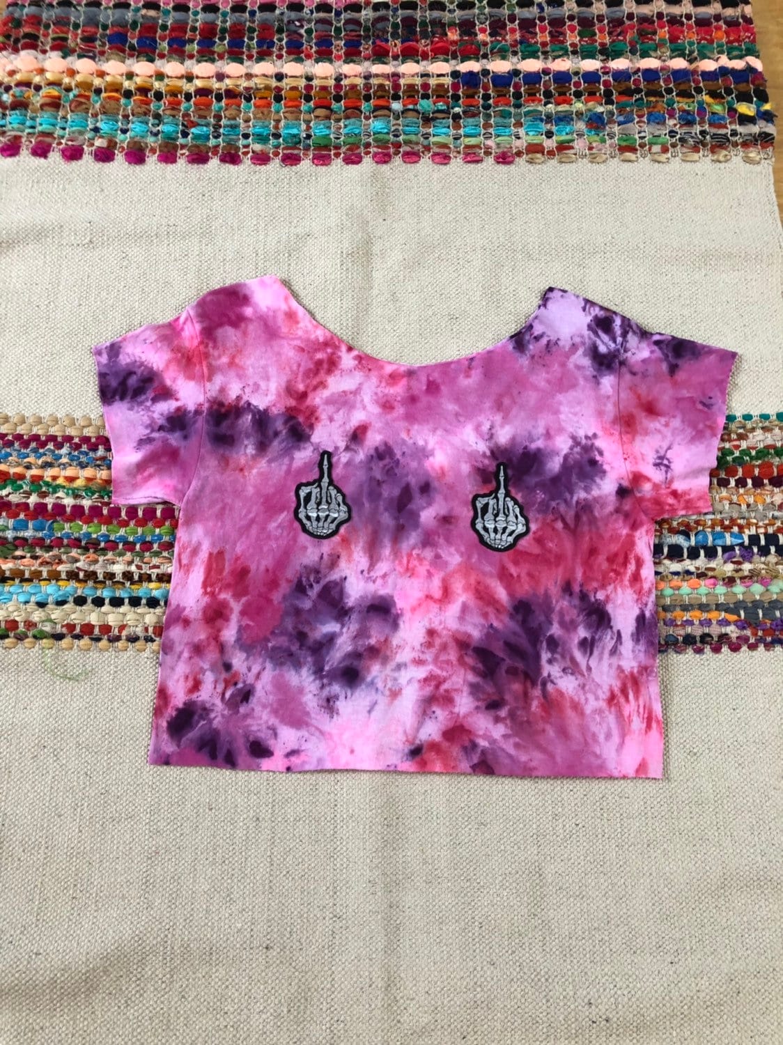 Tie Dye Skull Middle Finger Crop Top - Etsy
