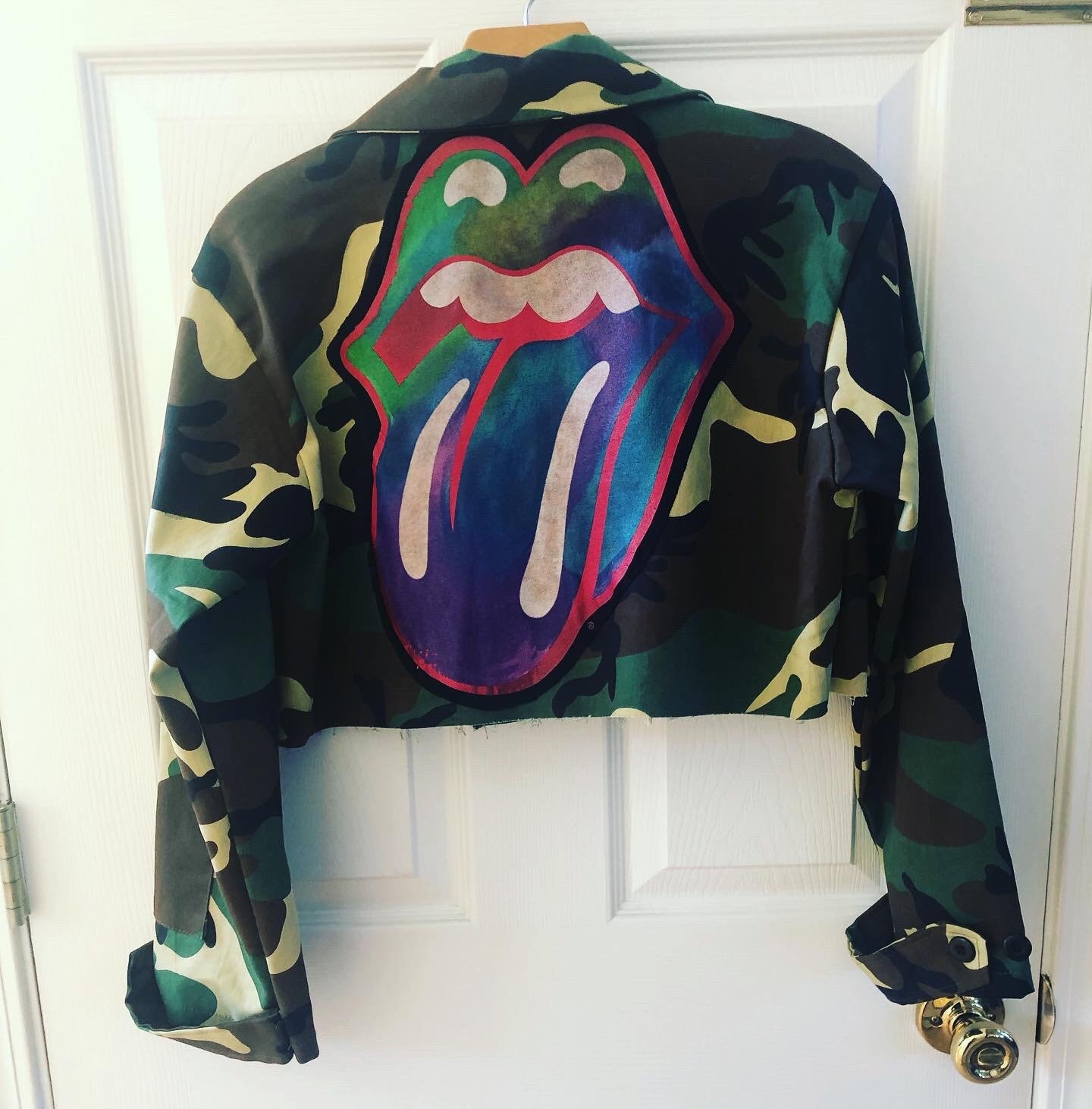 Camo Cropped Reworked Rolling Stones Jacket - Etsy