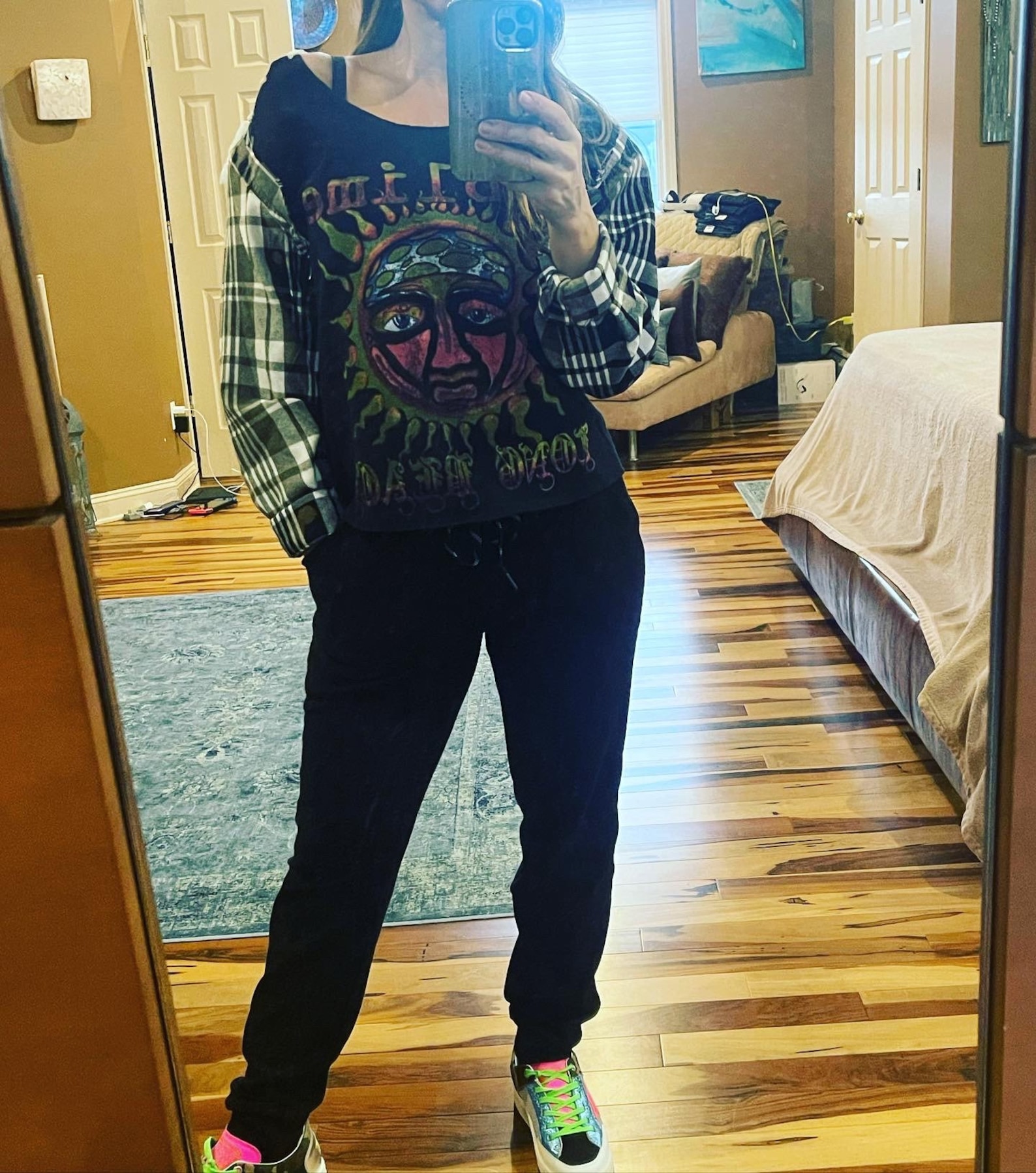 Beautiful Band Sweatshirt With Flannel Sleeves Size Medium - Etsy