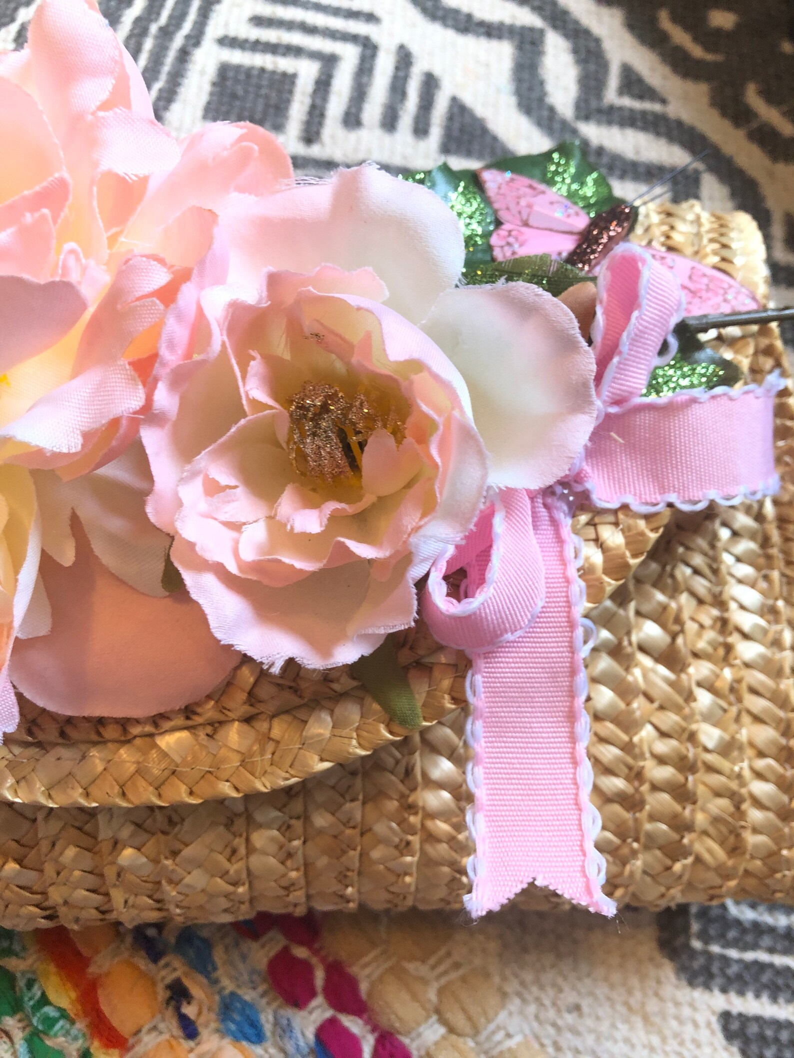 Flowered Straw Clutch - Etsy