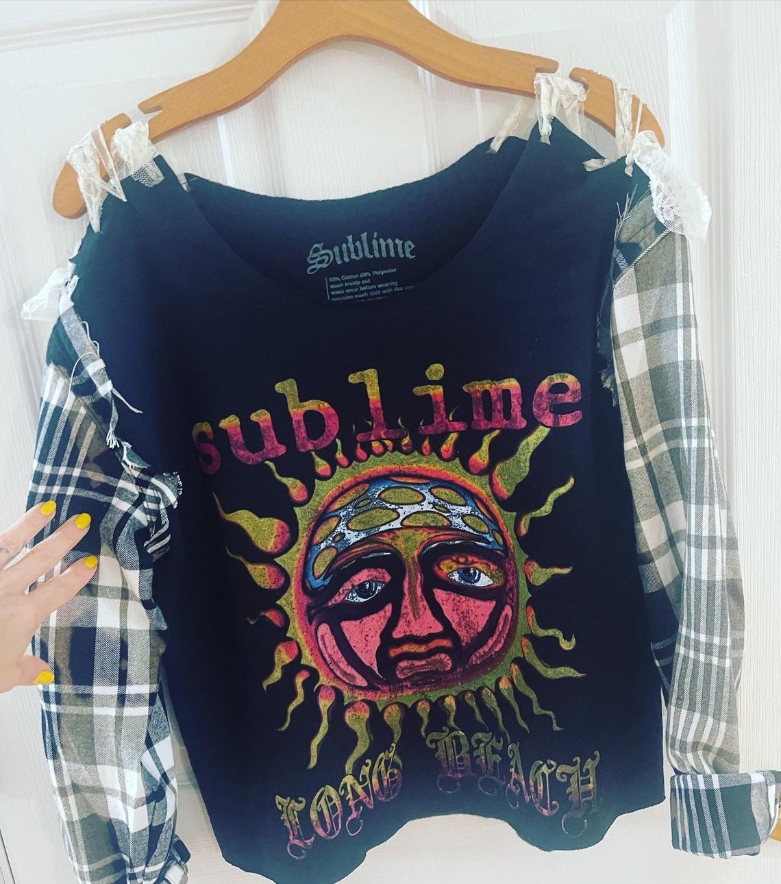 Beautiful Band Sweatshirt With Flannel Sleeves Size Medium - Etsy