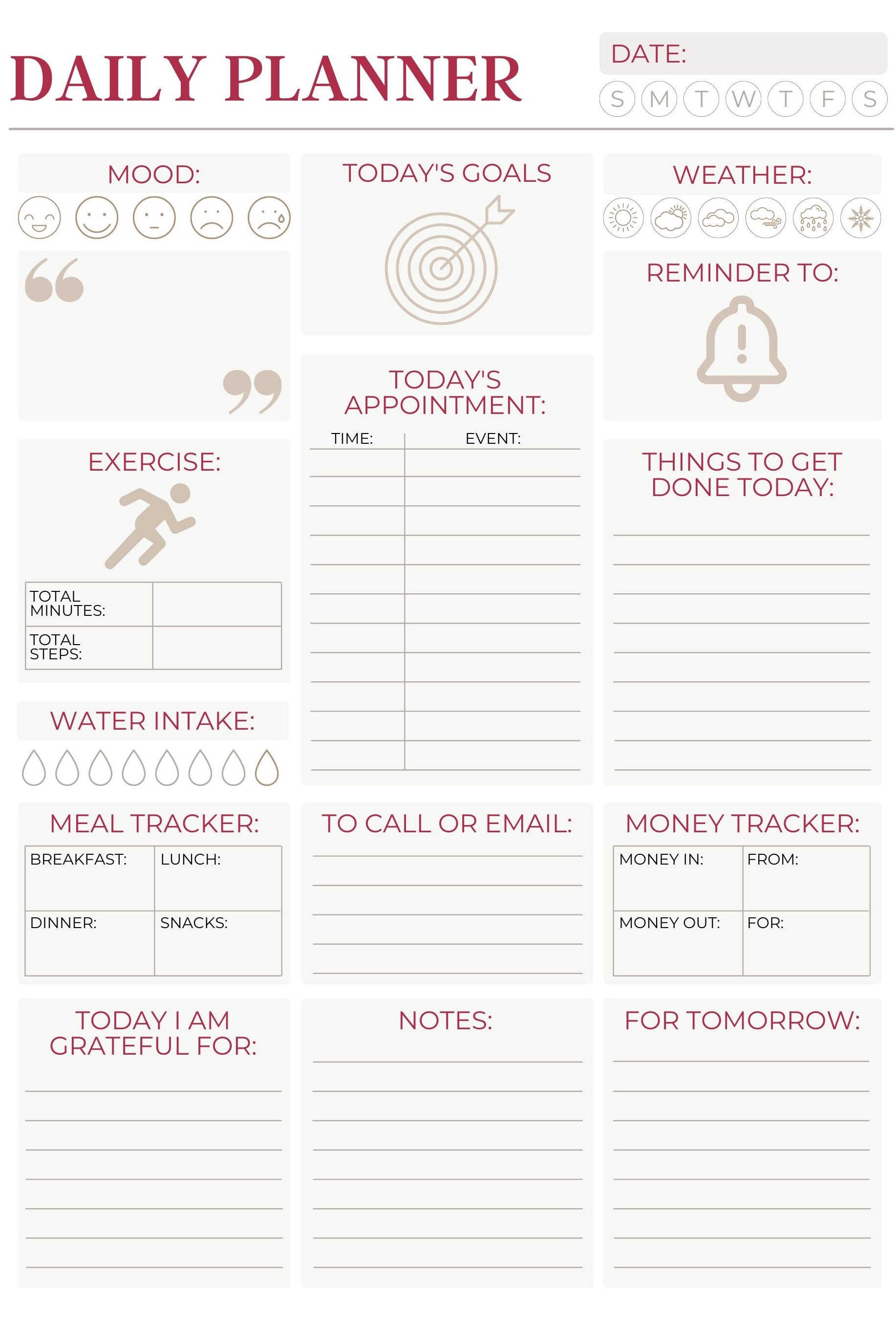 Printable Daily Planner for Everyday Needs - Etsy