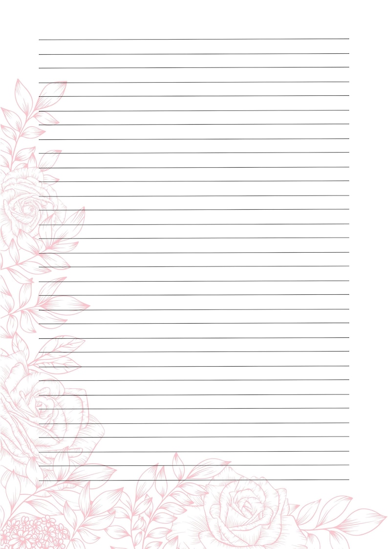 Printable Floral Stationary Lined & Unlined - Etsy