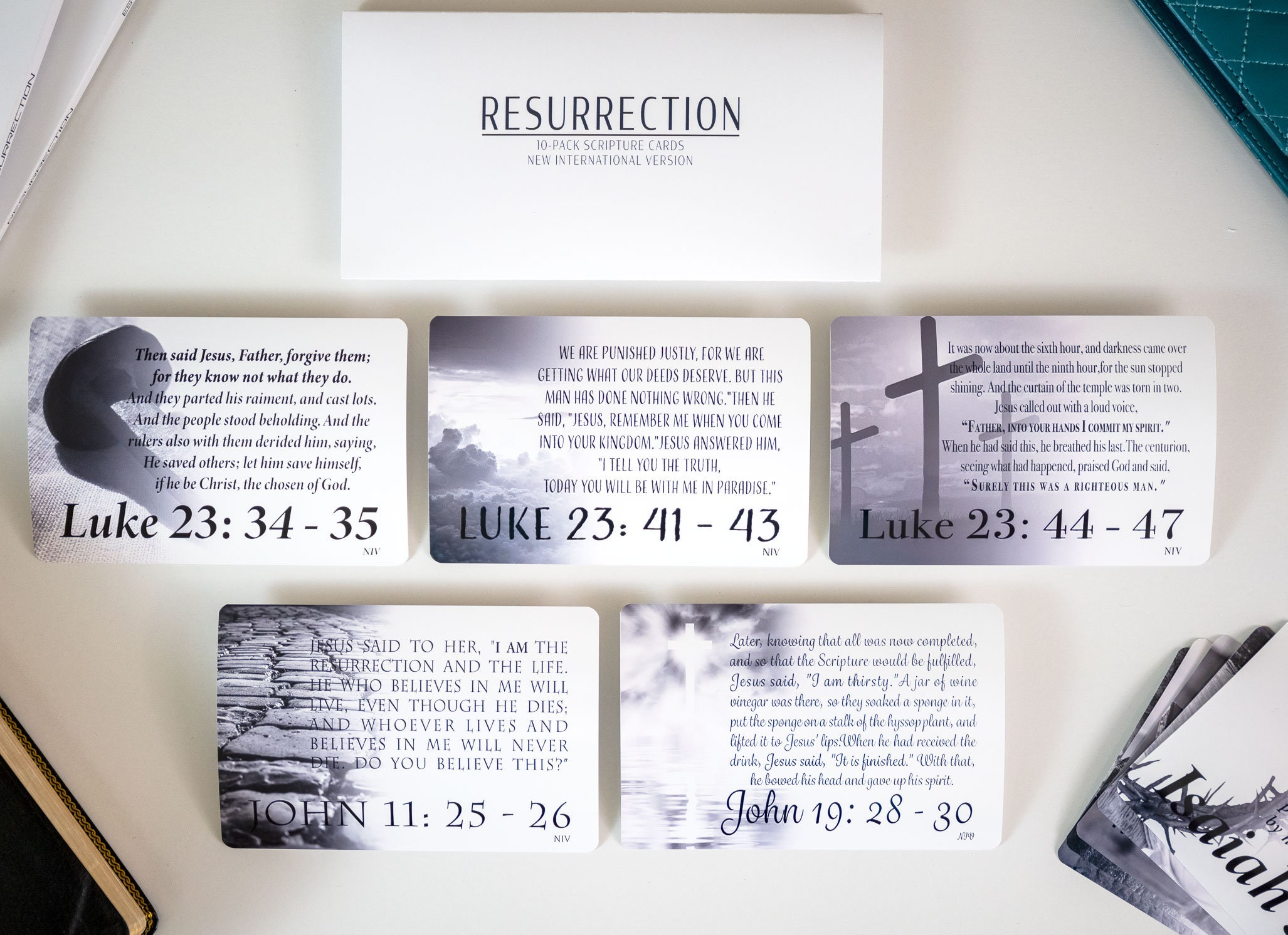 Resurrection Scripture Cards, Bible Verse Cards, Encouragement ...