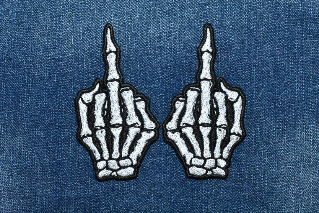 Skeleton Middle Finger Patches - Etsy
