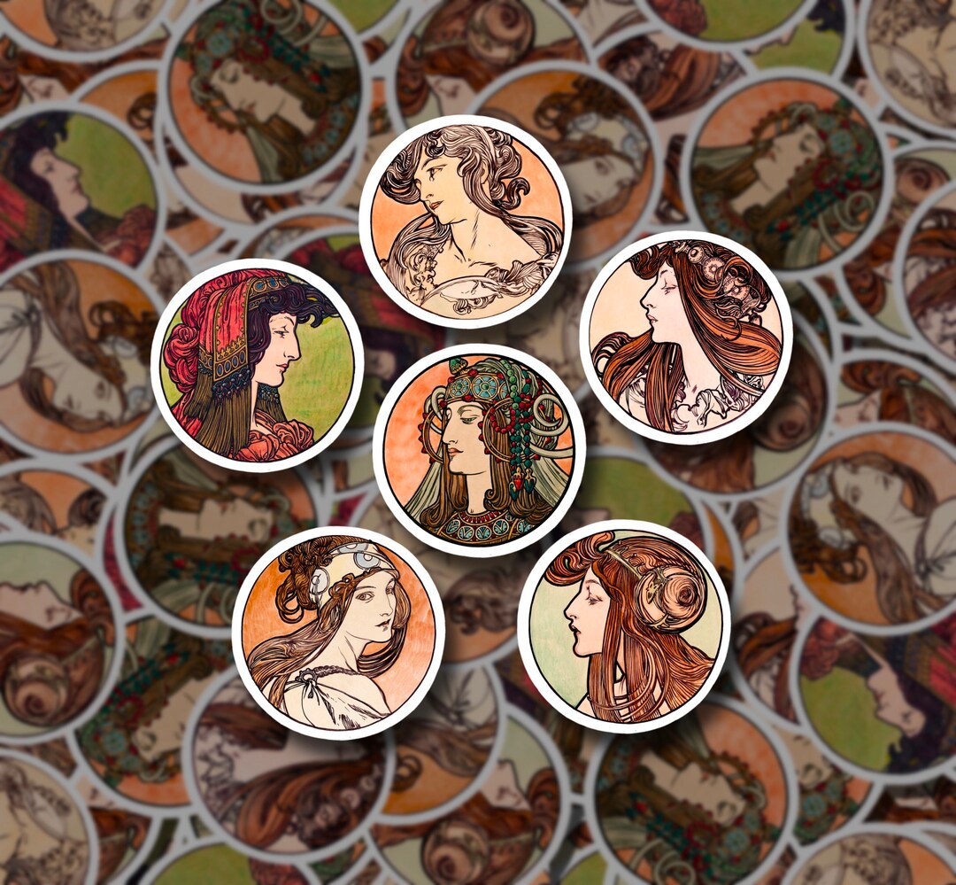 Alphonse Mucha Decal 6 Pack - Sticker \ Glossy \ Vinyl - Etsy