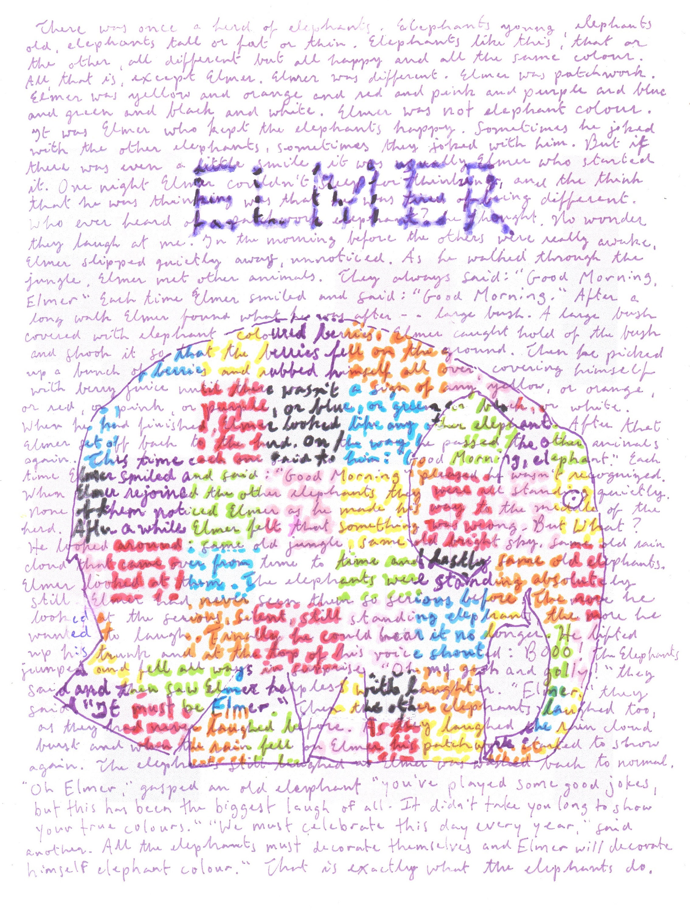 Elmer, Aka Elmer the Elephant, a Reading Poster of the Classic Picture ...