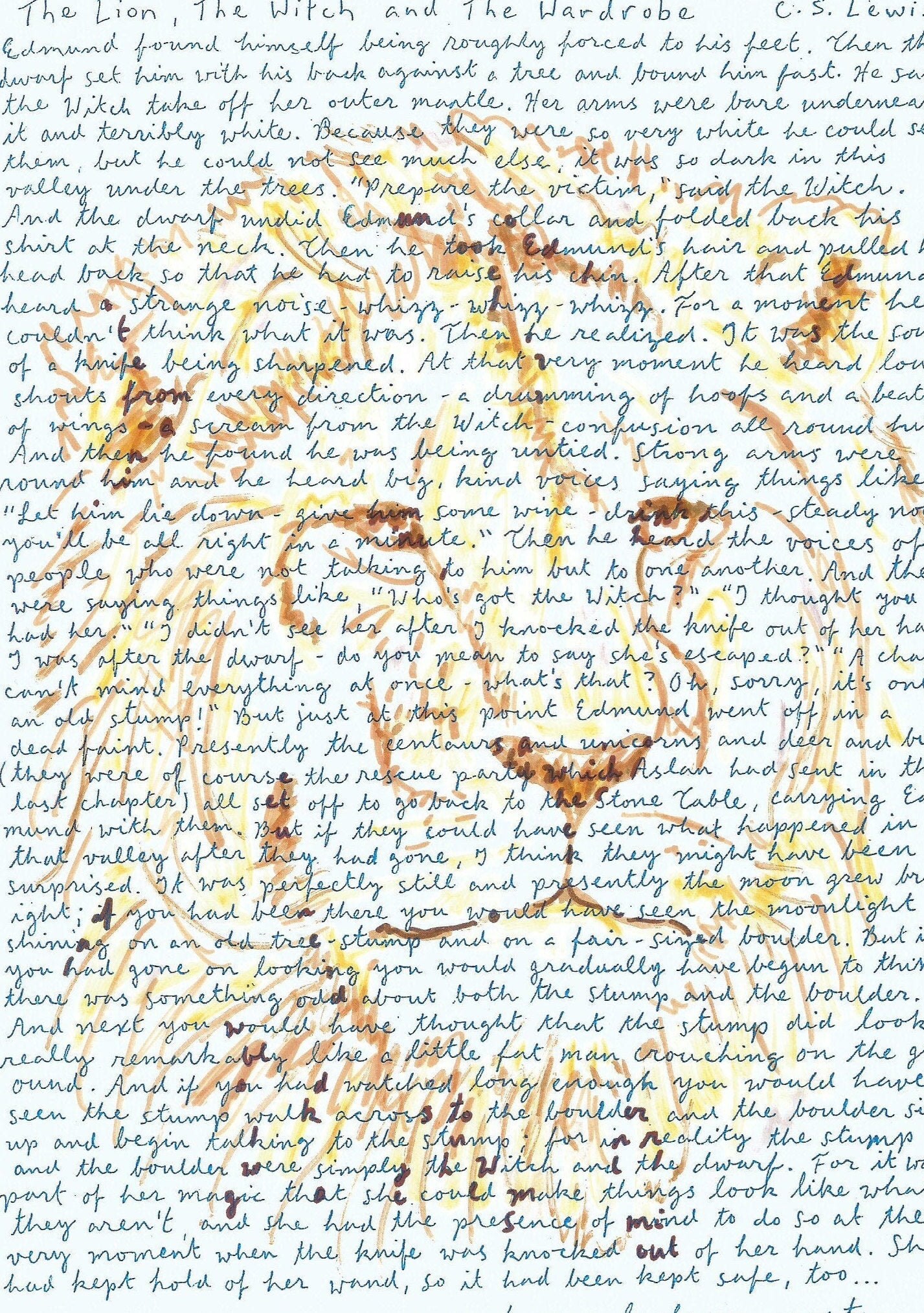 The Lion the Witch and the Wardrobe Reading Poster With - Etsy