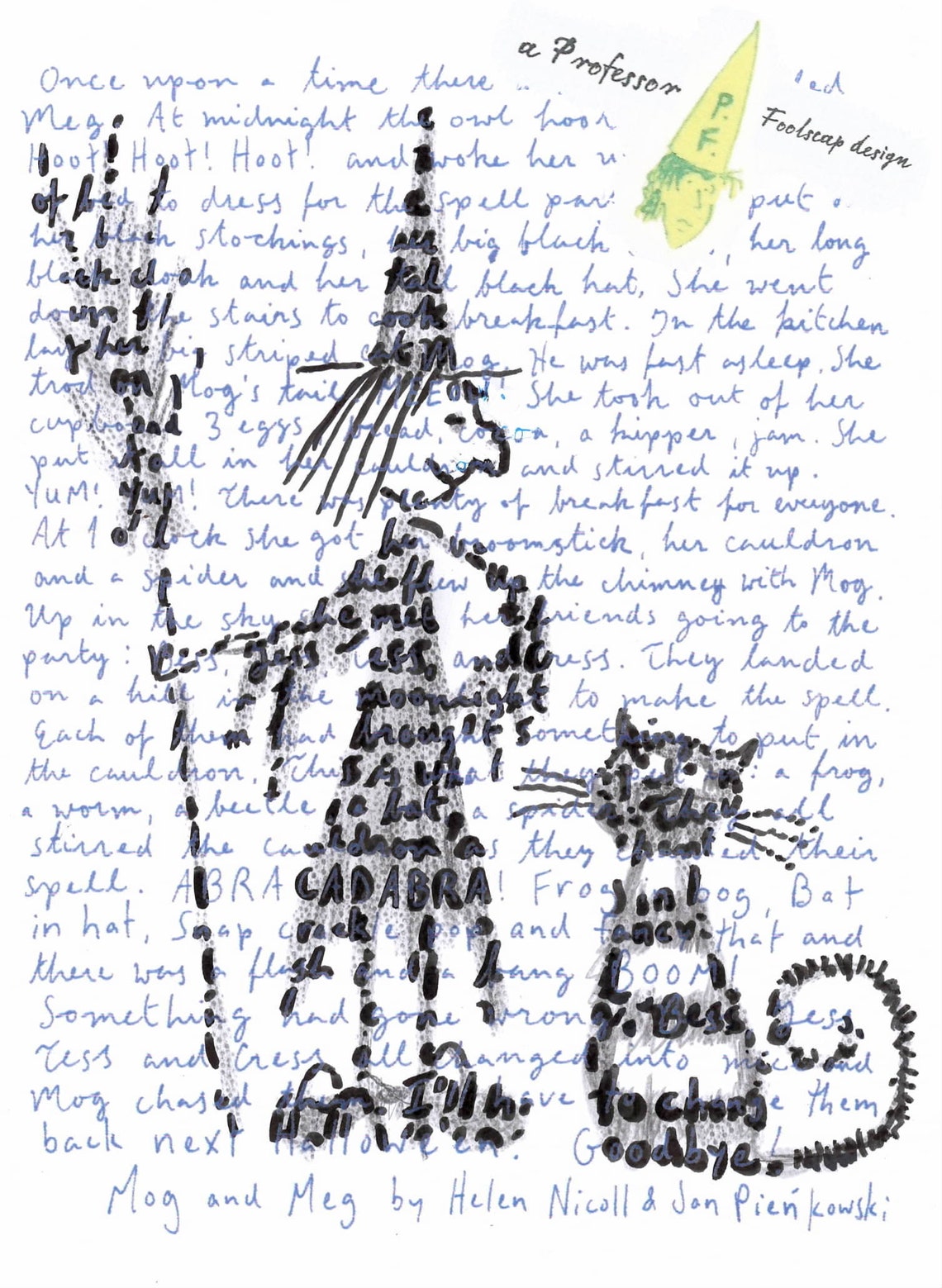 Reading Poster Meg and Mog by Helen Nicole and Jan | Etsy