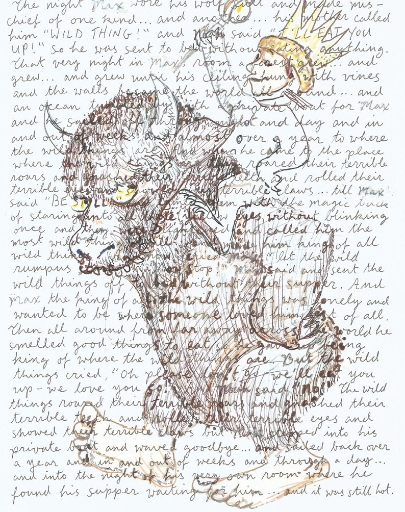 Reading Poster Where the Wild Things Are Classic Picture | Etsy