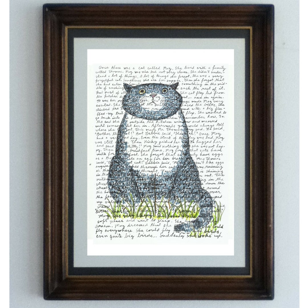 Mog the Forgetful Cat Poster, a Handmade Illustration Based on the ...