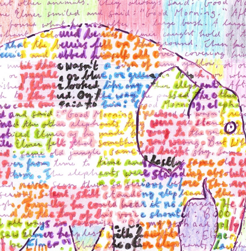 Elmer, Aka Elmer the Elephant, a Reading Poster of the Classic Picture ...
