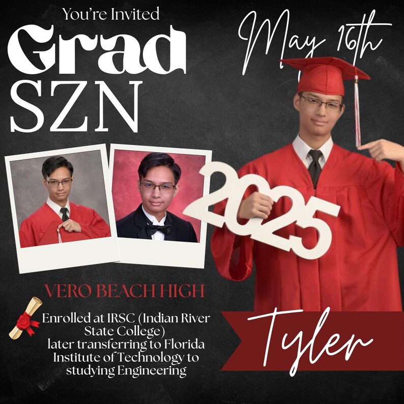 Personalized Grad SZN Graduation Invitation Template - Custom Digital ...