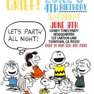 Custom Peanuts & Friends Birthday Invitation - Etsy