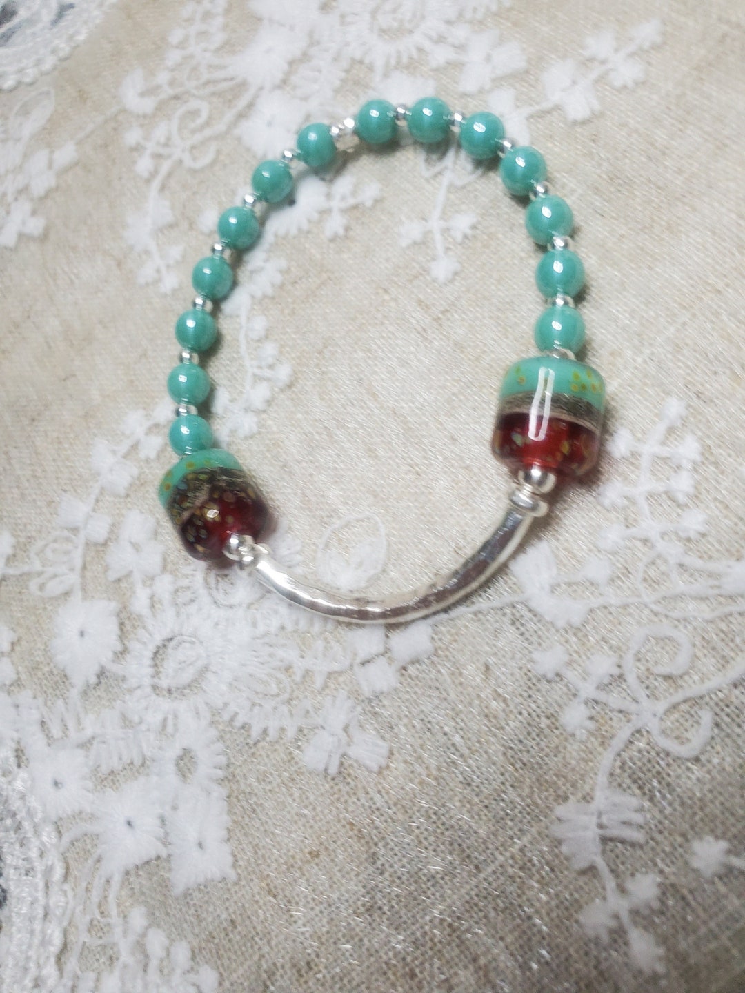 Hill Tribe Thai Tube With Boho Style Disc Glass Beads - Etsy