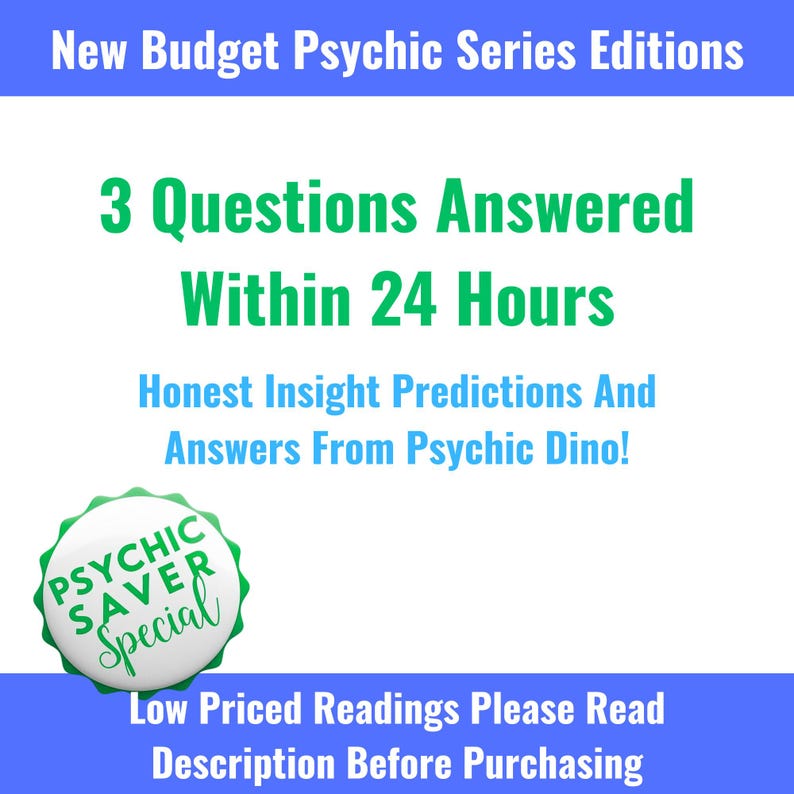 Psychic Special 3 Question Reading,fast Delivery 24 Hours, Reduced ...