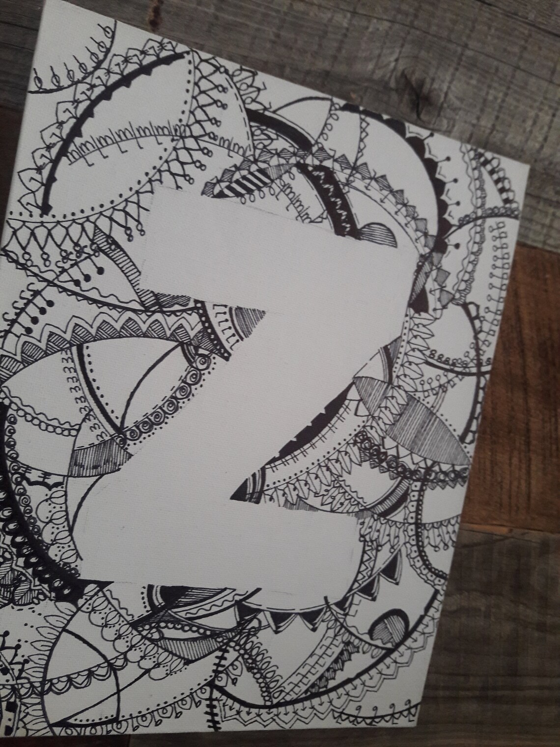 Zentangle Letter Z on 8x10 Canvas - Etsy