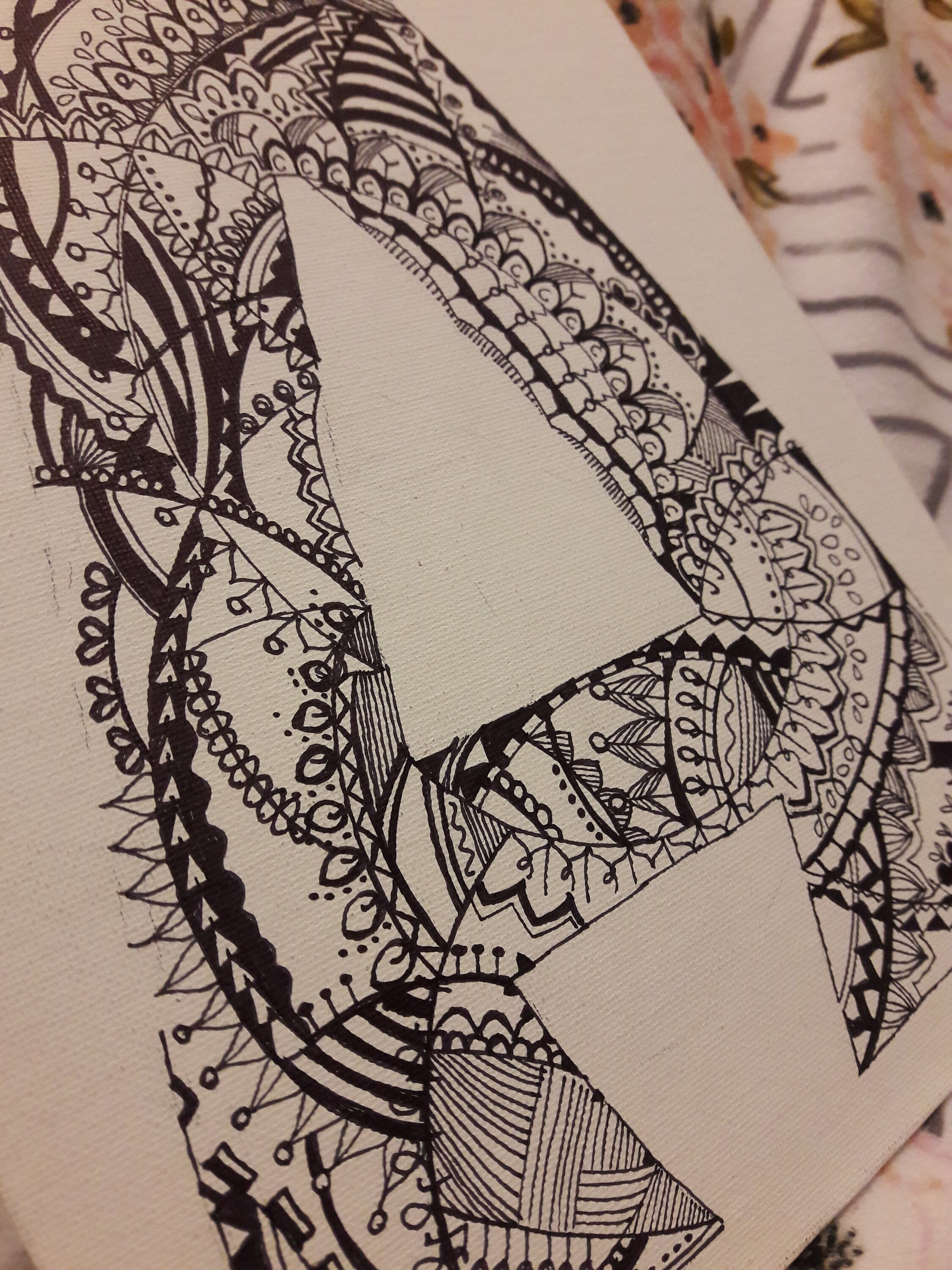 Zentangle Hand Drawn Letter A in Black - Etsy