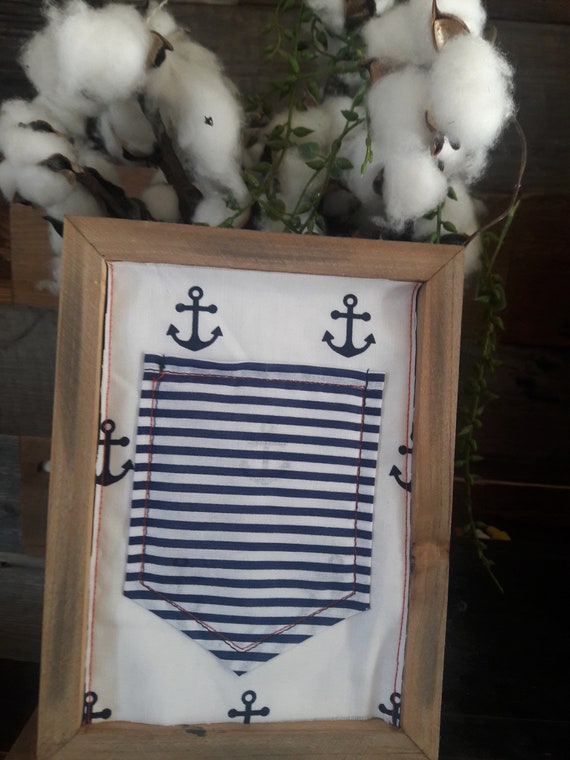 White Anchor Quilt Block With Stripped Pocket | Etsy