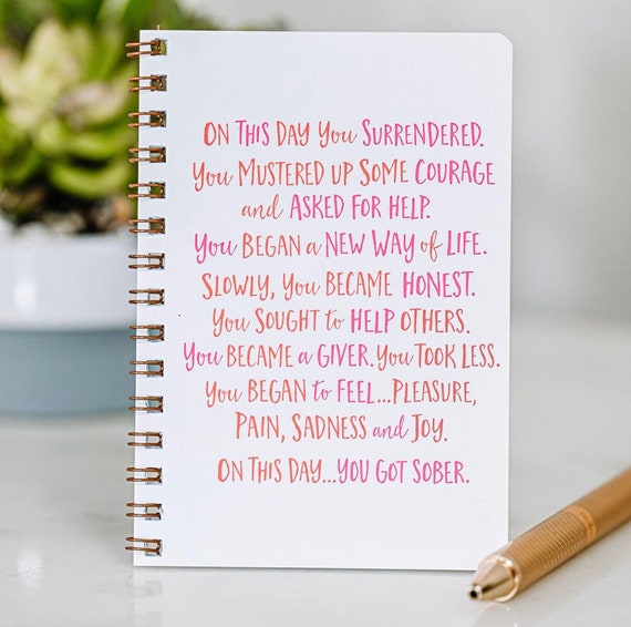 Sober Notebook Sobriety Journal Sober Gift for Women Sober | Etsy