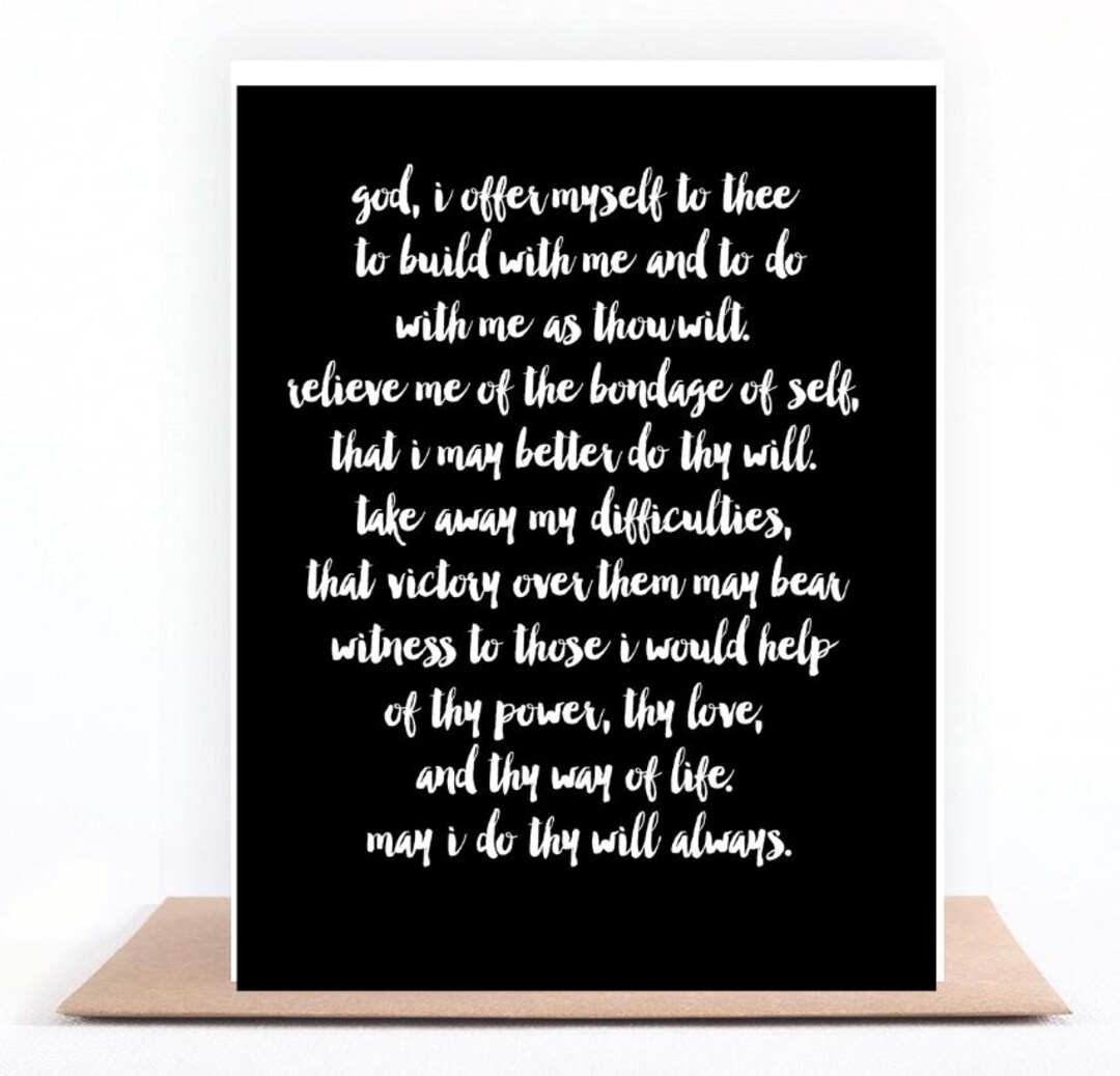 Third Step Prayer Greeting Card, Third Step Prayer Card, AA, Sobriety ...