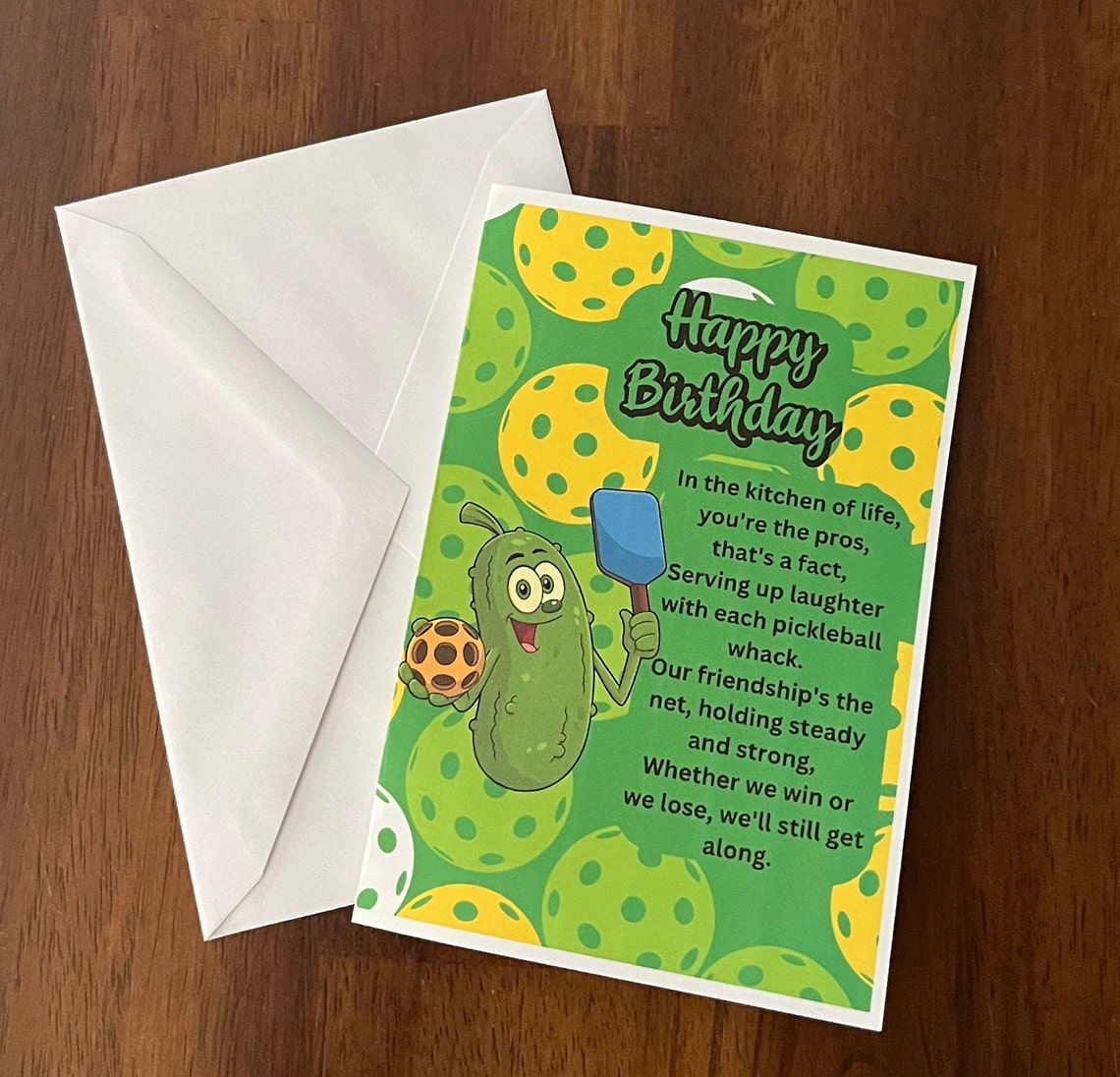 Pickleball Birthday Card Fun Birthday Pickleball Poem Card for ...