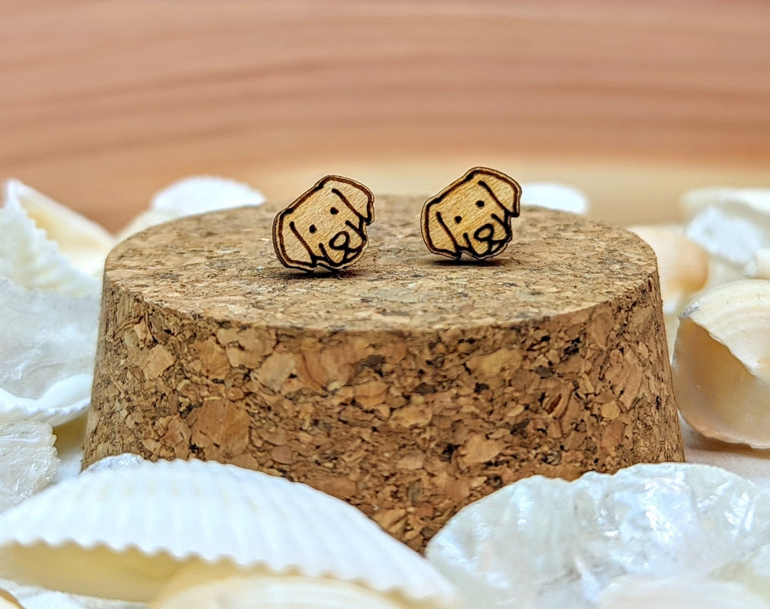 33 - Labrador Retriever Earrings, Maple Wood Stud Earrings, Puppy Pet ...