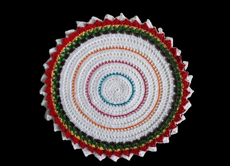 Exquisite Set of 2 Handmade Crochet Round Placemats, Crochet Table ...