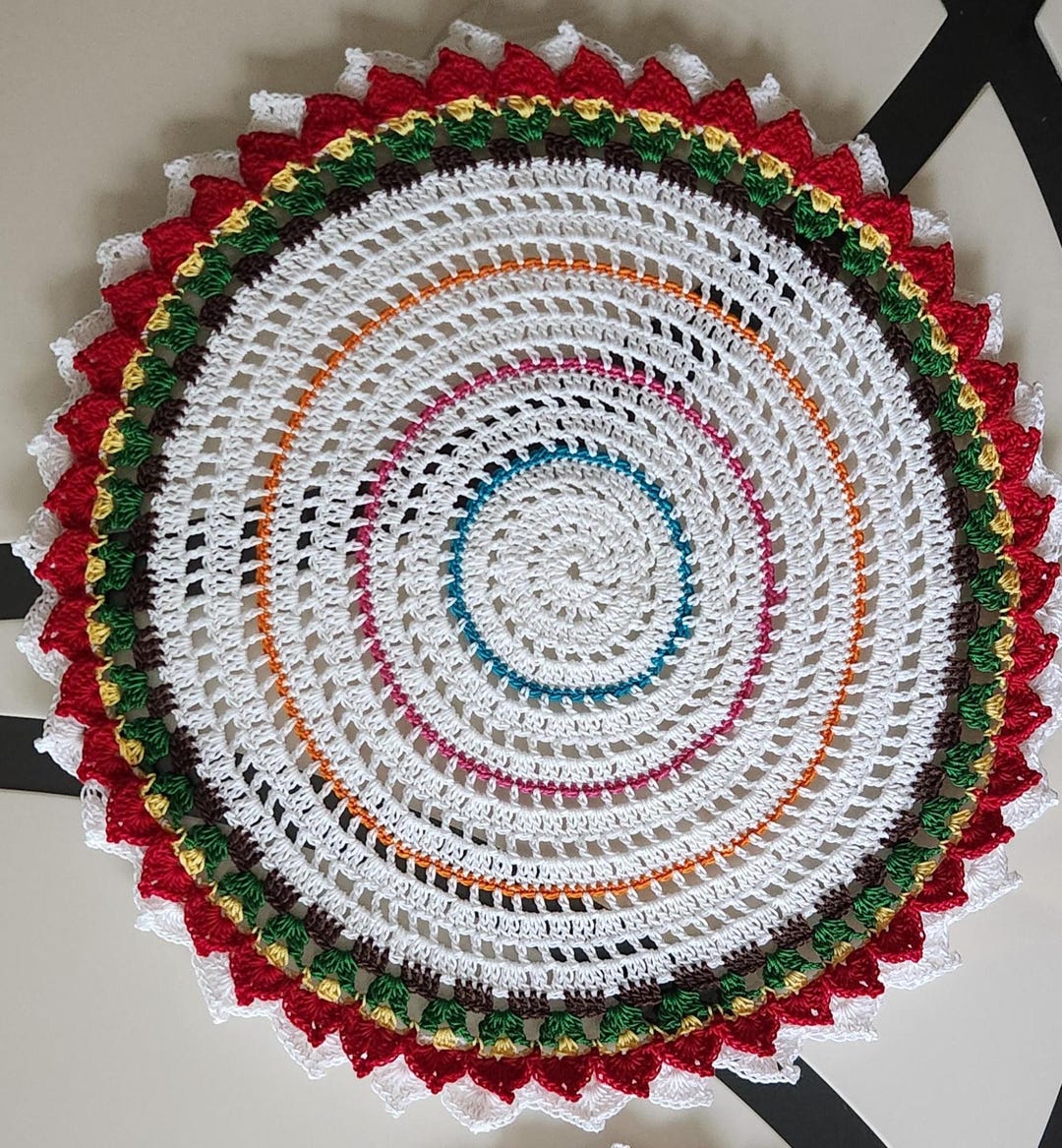 Exquisite Set of 2 Handmade Crochet Round Placemats, Crochet Table ...