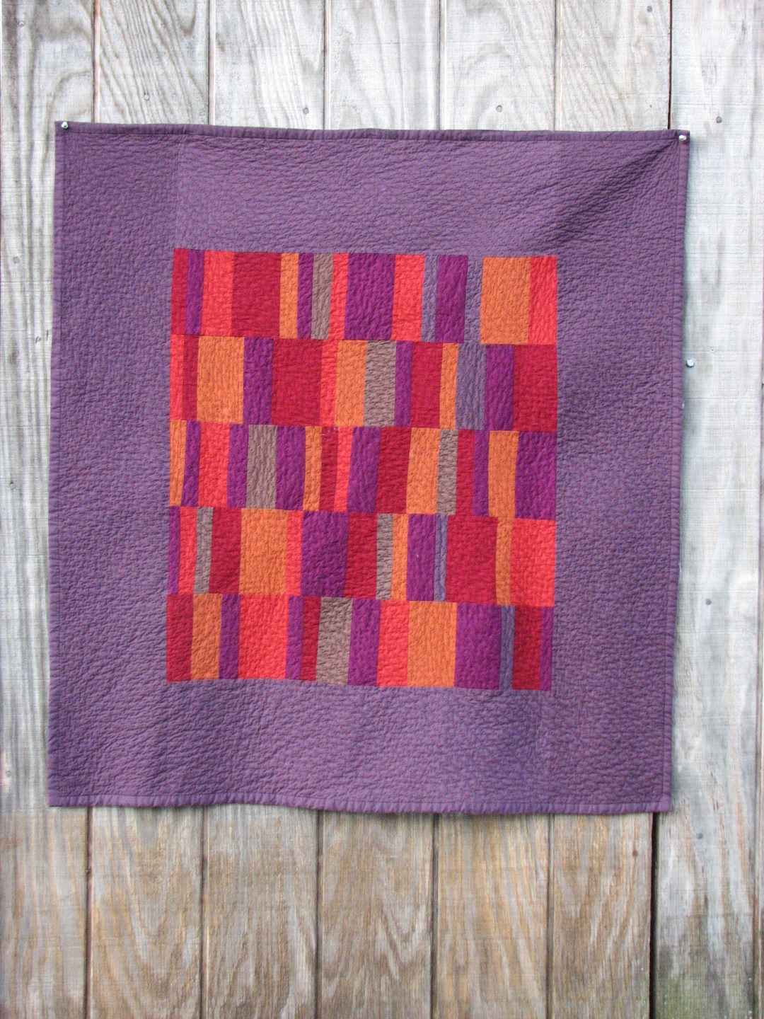 Modern Art Quilt plumfire - Etsy