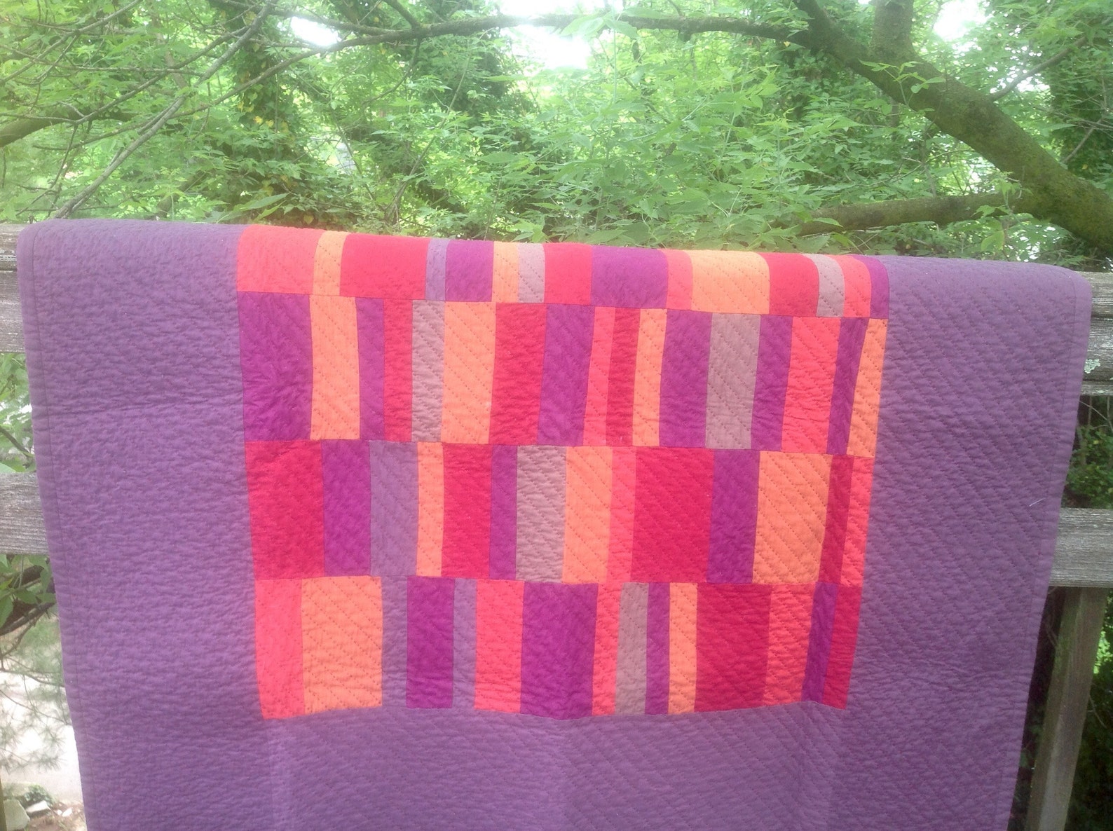 Modern Art Quilt plumfire - Etsy