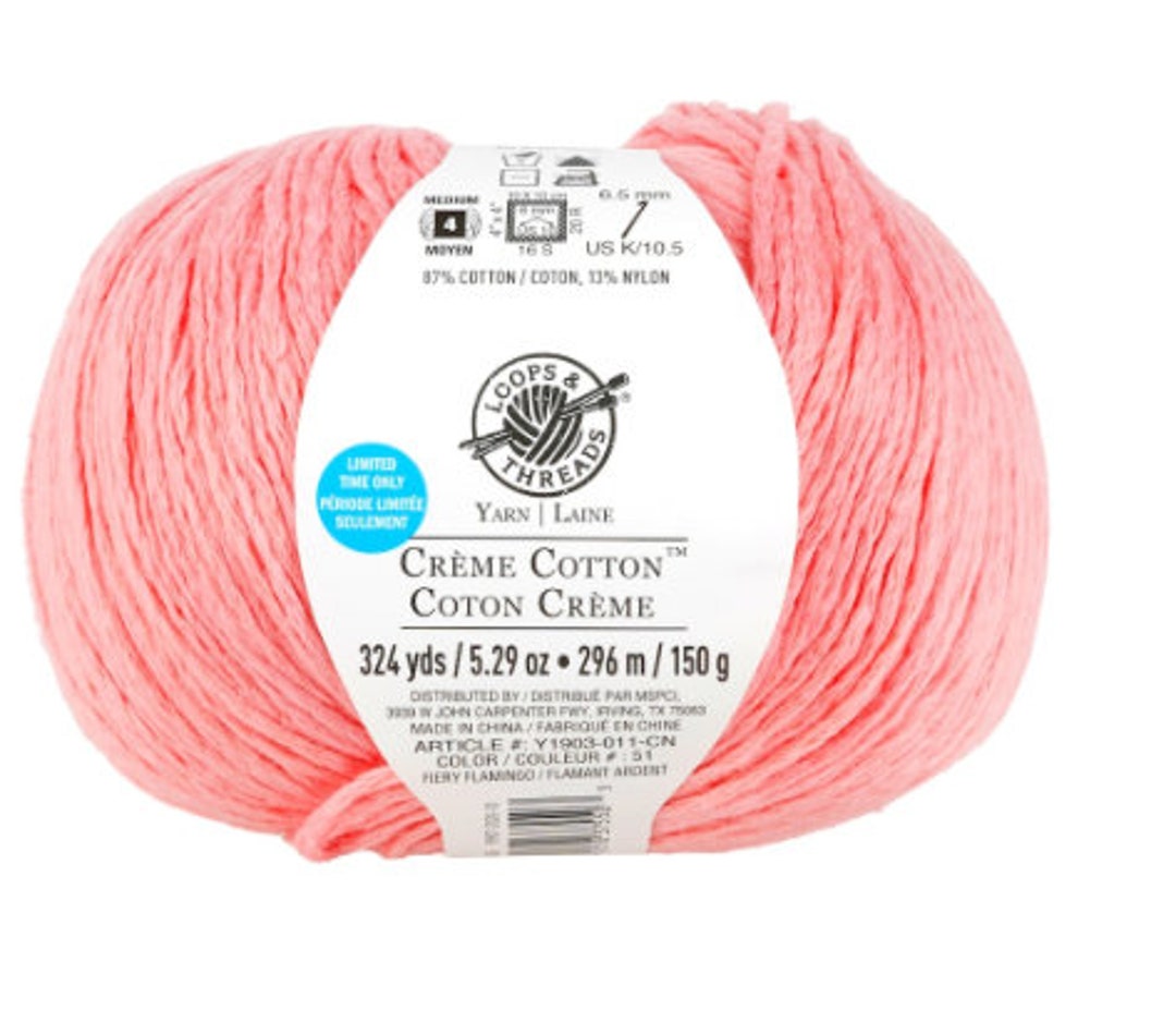 FIERY FLAMINGO, Créme Cotton Yarn by Loops & Threads - Etsy