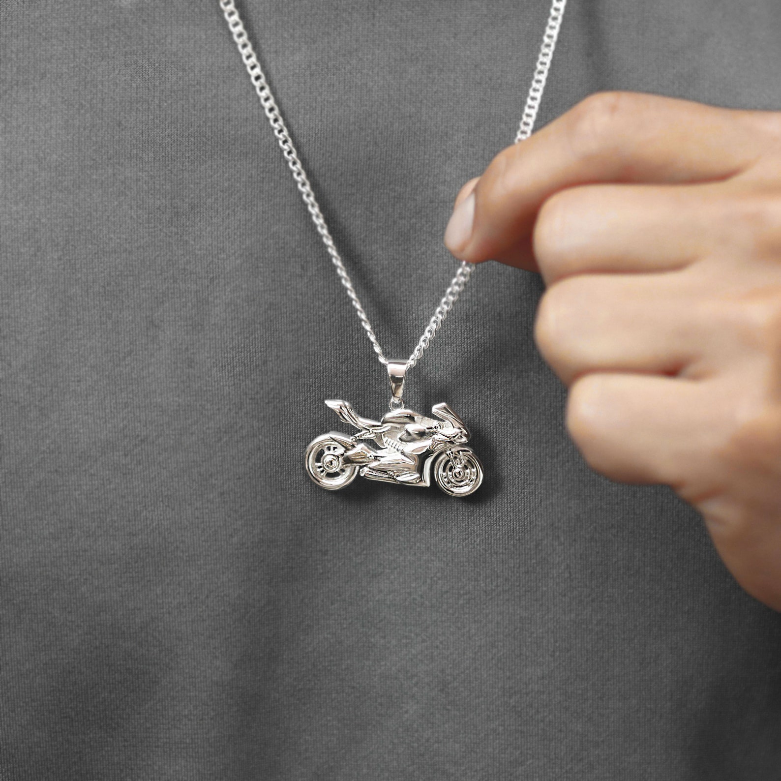 Motorbike Necklace, Motorcycle Pendant, Sport Biker, Biker Jewelry ...