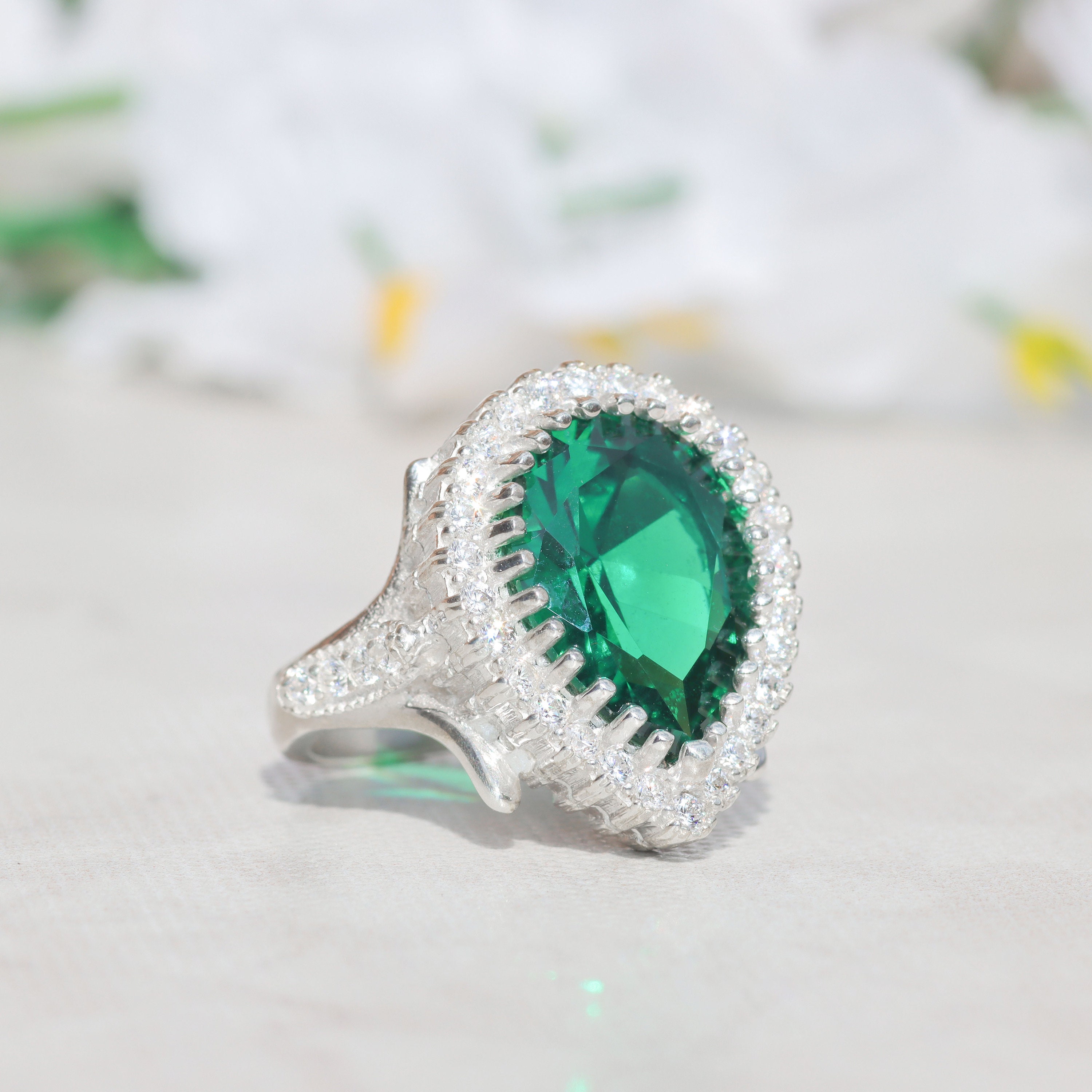 Hurrem Sultan Ring Emerald Stone Silver Ring Ototman Queen - Etsy