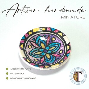 Artisan Mini Plates 1:12 Scale Handmade Modern Floral Decorated Dishes ...