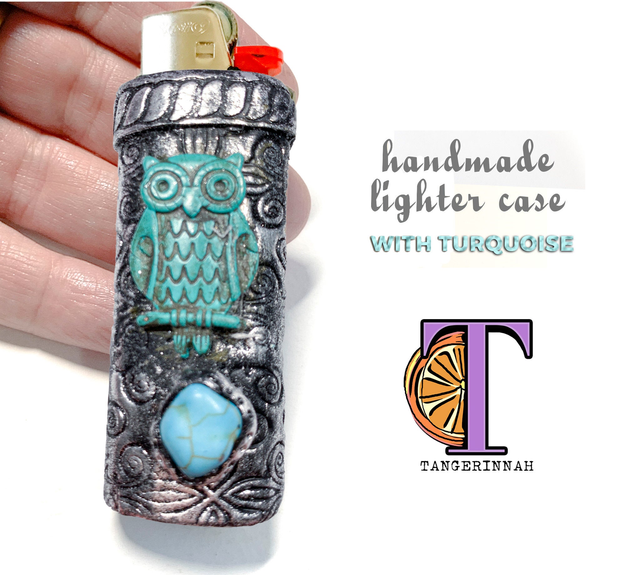 Owl Lighter case/ lighter cover/lighter sleeve/ turquoise | Etsy