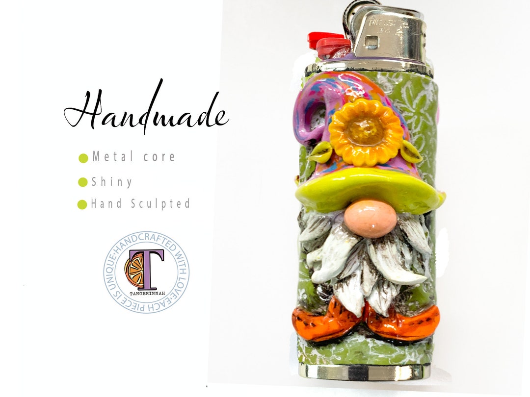 Fantasy Gnome Handmade Lighter Case/metal Core Sleeve/hand Sculpted ...
