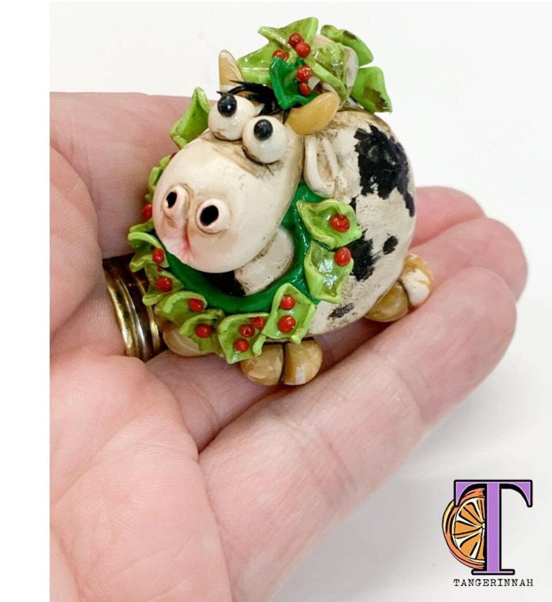 Cow Christmas Ornament, Handmade Cow Ornament, Unique Farm Animal ...